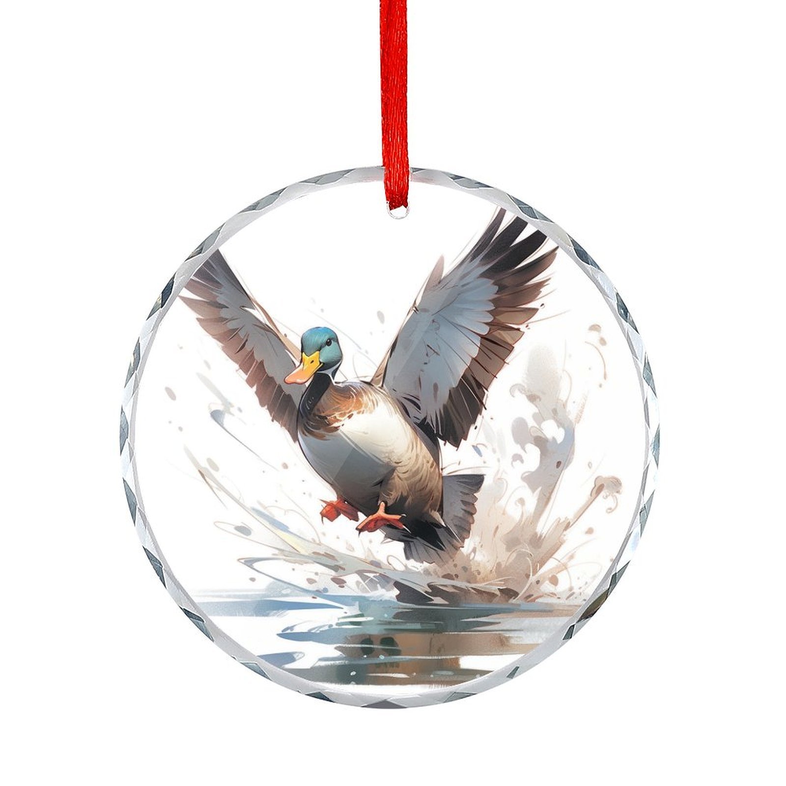 Mallard Fly Water Glass Christmas Ornament Mallard Water Hauser Fowl ...