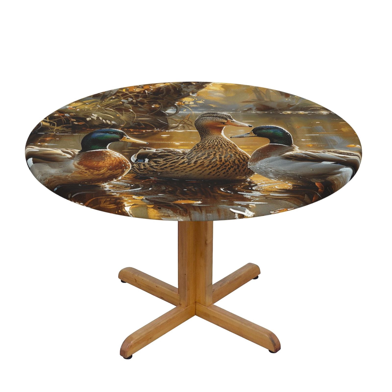 Mallards Duck Cute Hunting Art Fitted Round Tablecloth 110cm with ...