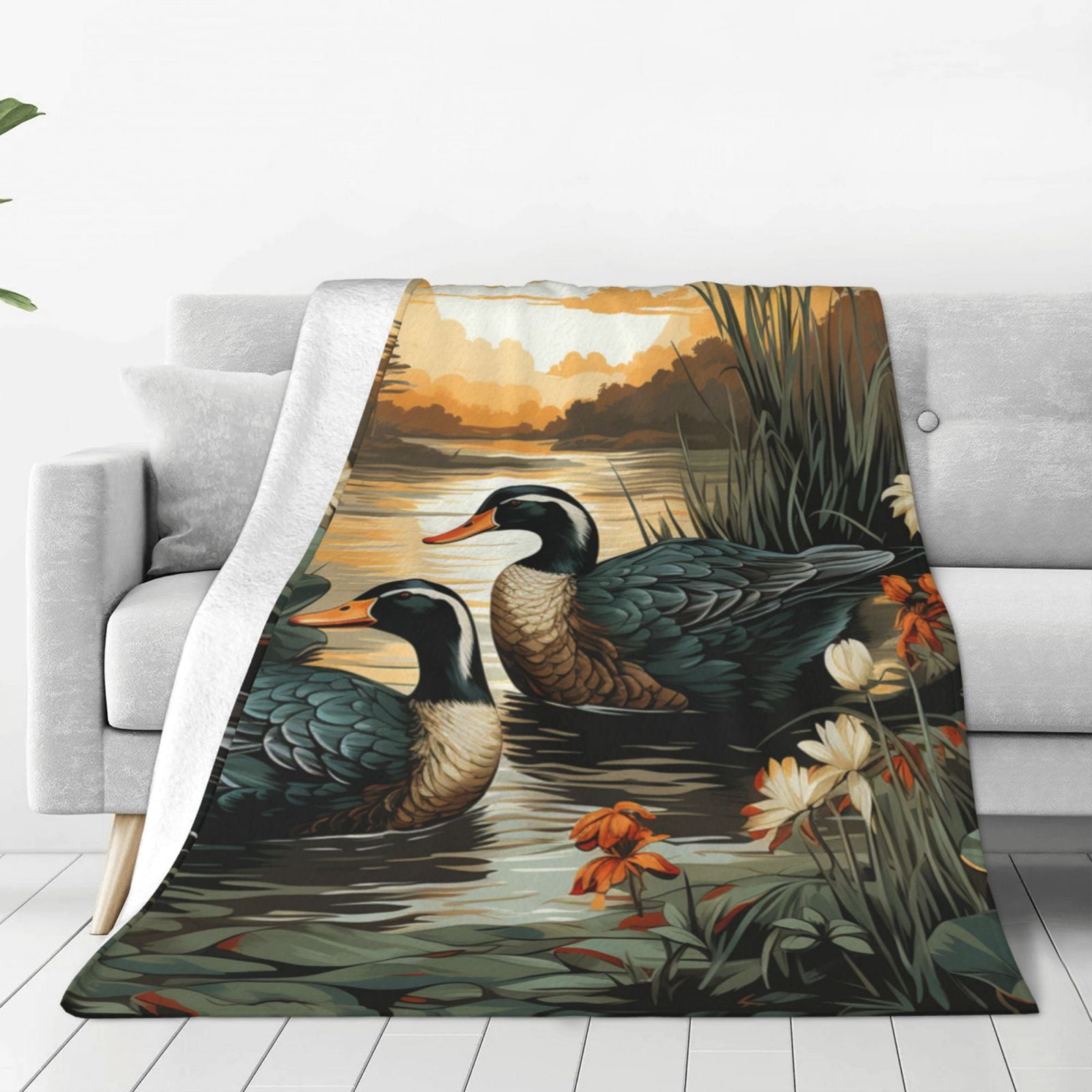 Mallards Duck Hunting Art Vintage Throw Blanket Super Soft Lightweight ...
