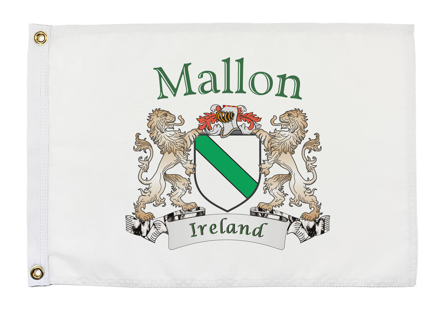 Mallon Irish Coat of Arms Small White Flag - 16"x10.5" inches - Walmart.com
