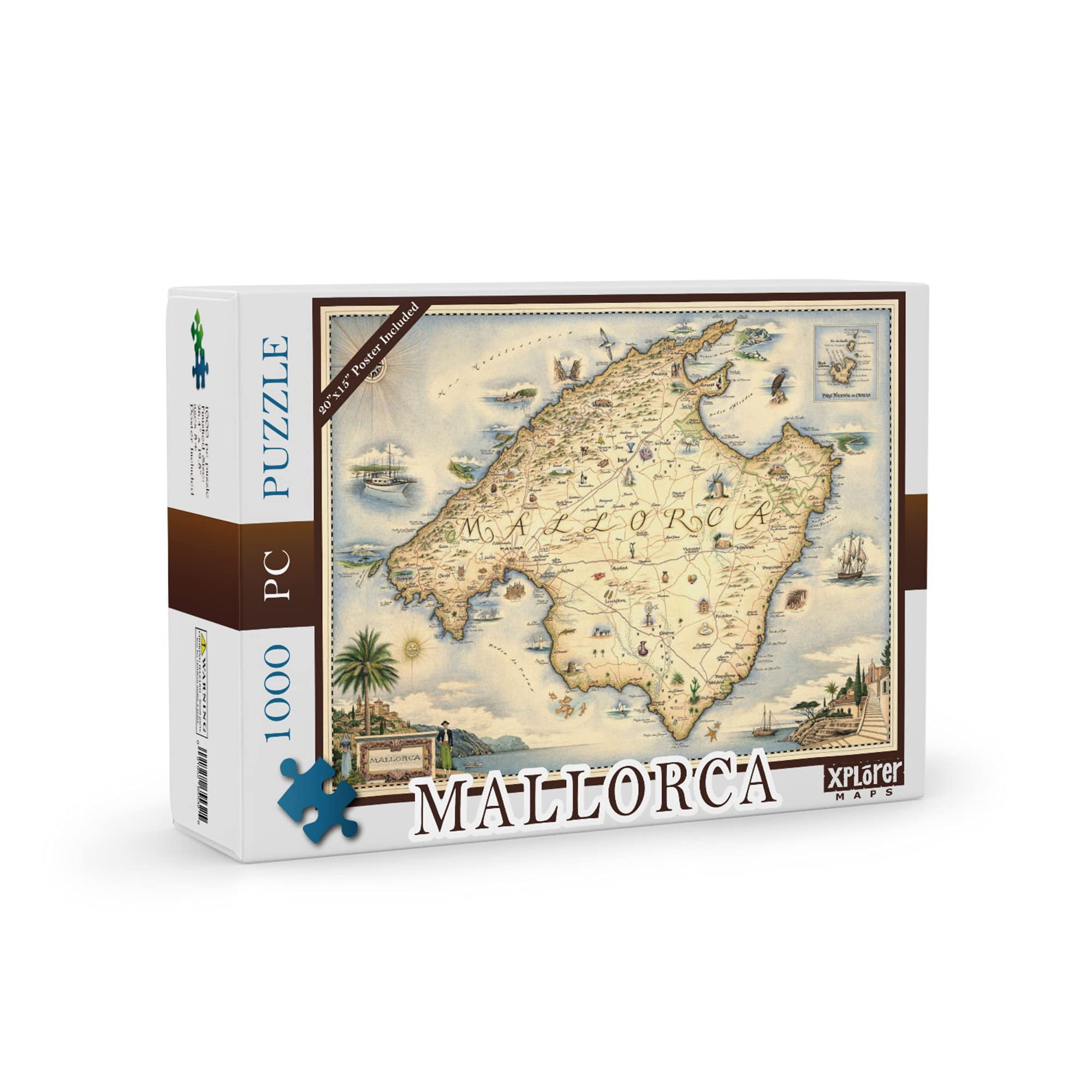 Mallorca Map Cardboard Jigsaw Puzzle - 1000 Pieces, Hand-Illustrated ...