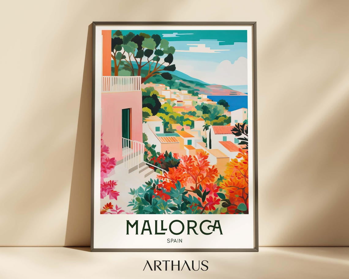Mallorca Travel Poster Spain Print Maximal Decor Mid Century Modern ...