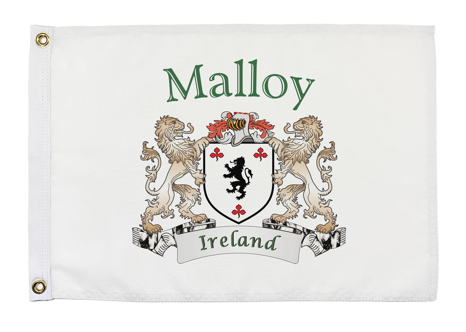 Malloy Irish Coat of Arms Small White Flag - 16"x10.5" inches - Walmart.com