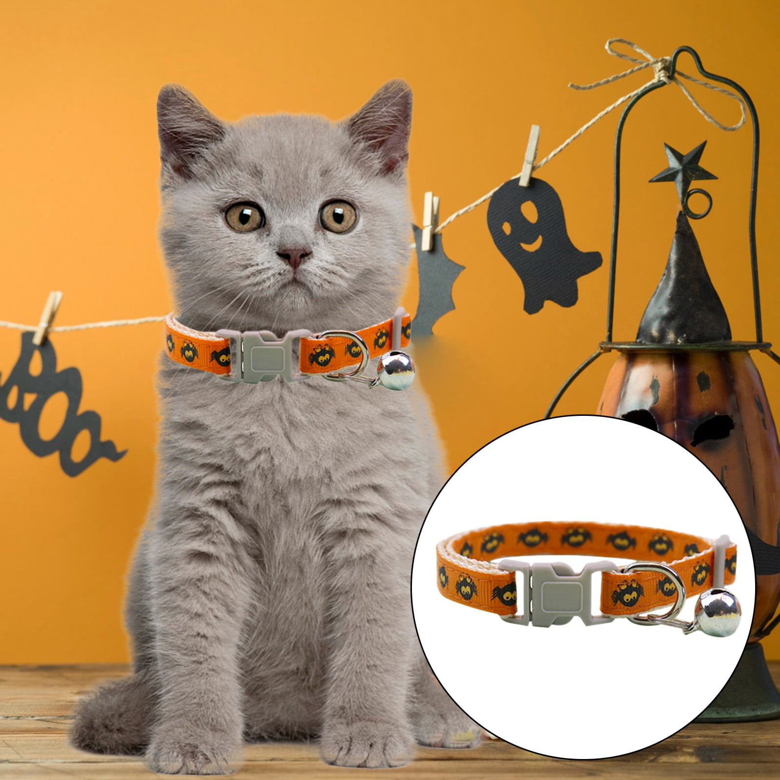 Malltop Shawn Breakaway Cat Collar with Bells Halloween Cat Collar ...