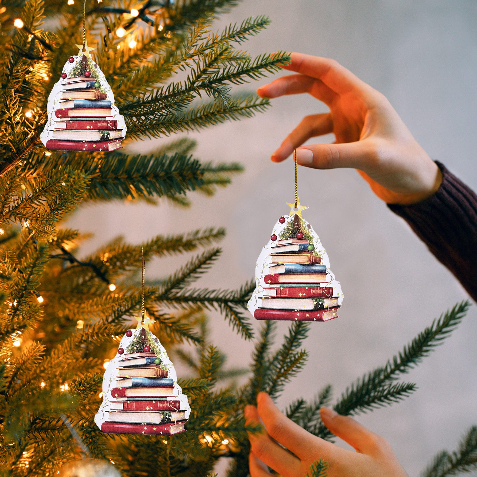 Malltop Shawn Christmas Book Tree Ornament Christmas Tree Shape ...