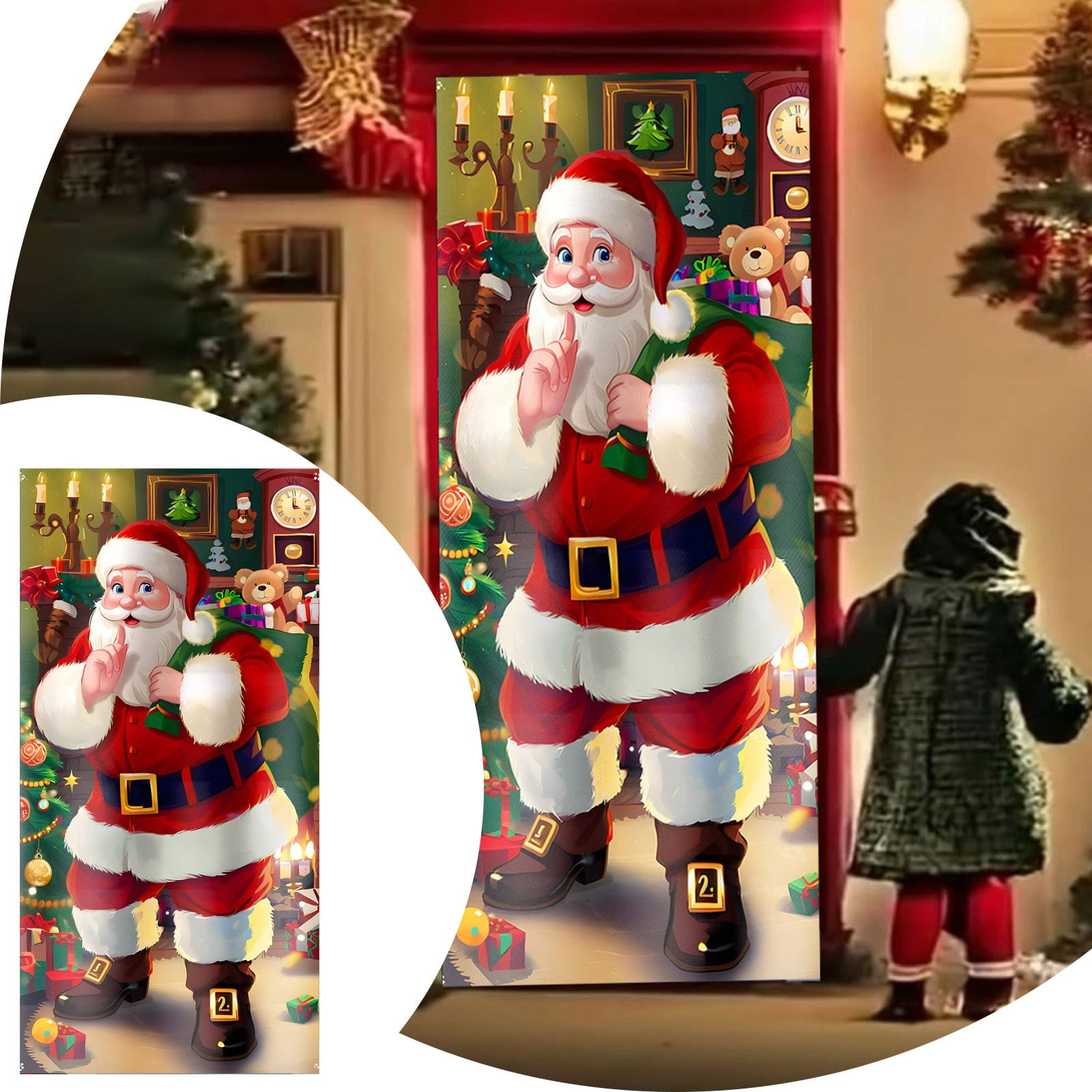 Malltop Shawn Christmas Door Cover Decorations Funny Christmas Santa ...