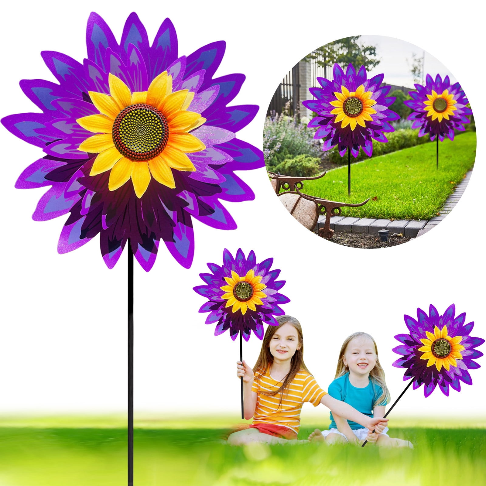 Malltop Shawn Sunflower Lawn Pinwheels Wind Spinners Large Windmill ...
