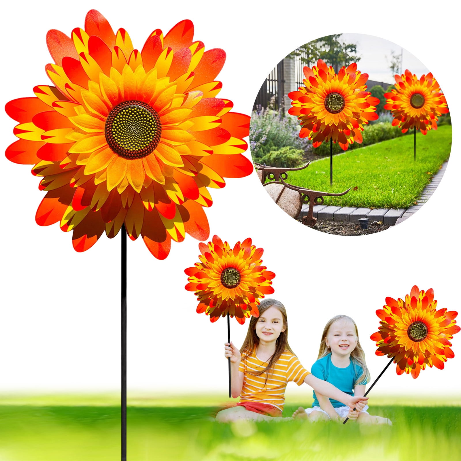 Malltop Shawn Sunflower Lawn Pinwheels Wind Spinners Large Windmill ...