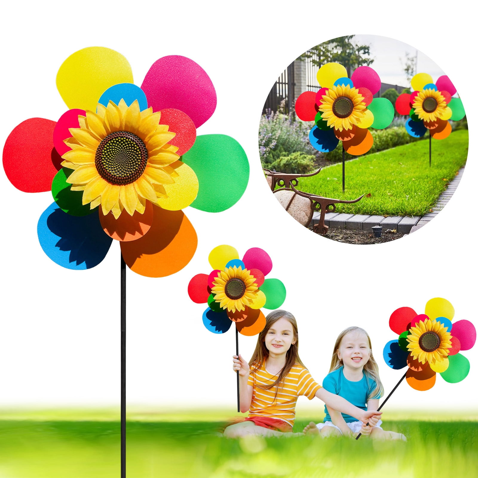 Malltop Shawn Sunflower Lawn Pinwheels Wind Spinners Large Windmill ...