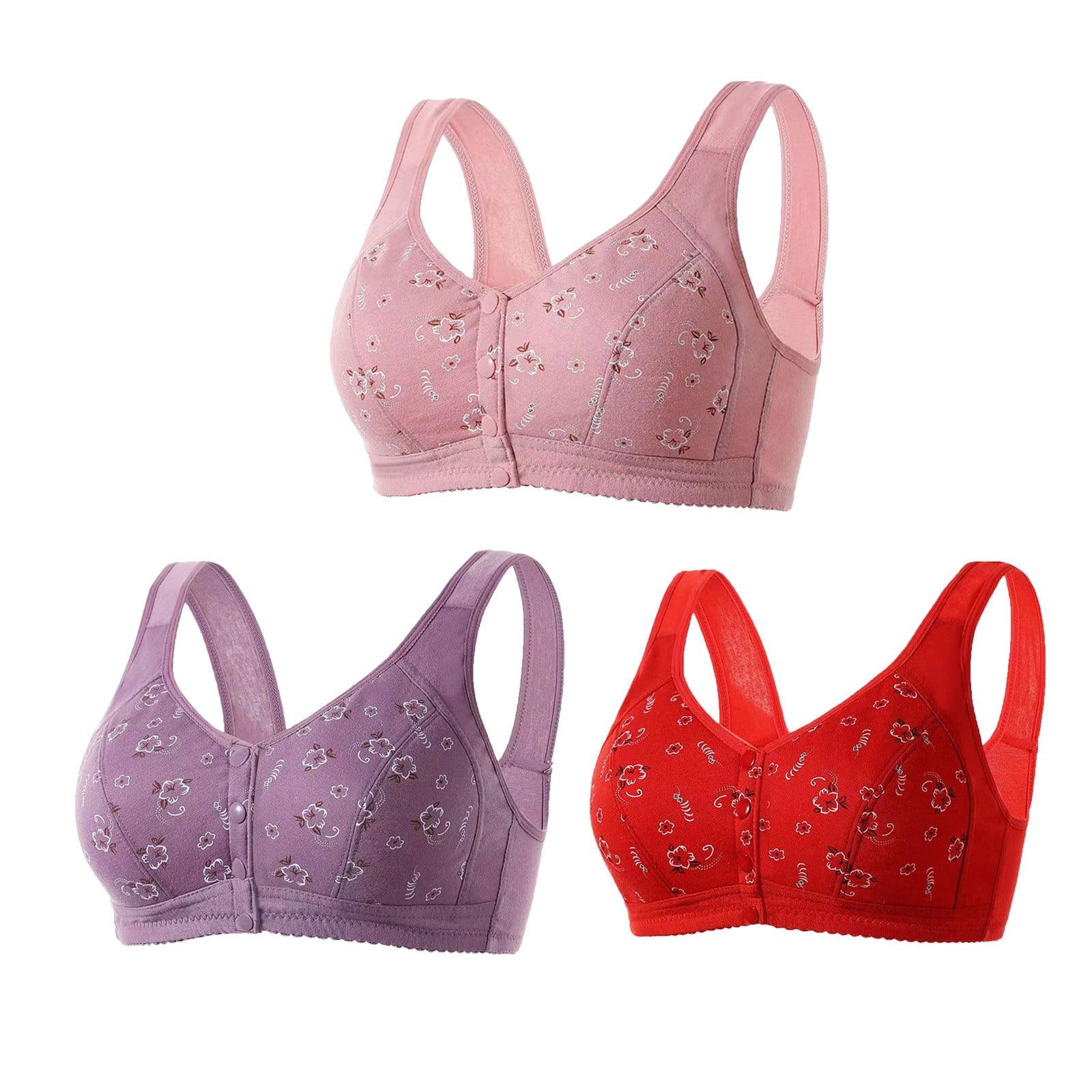 Bras for Women Wireless Full-Coverage Bra Feature V-Neck Full-Figure ...