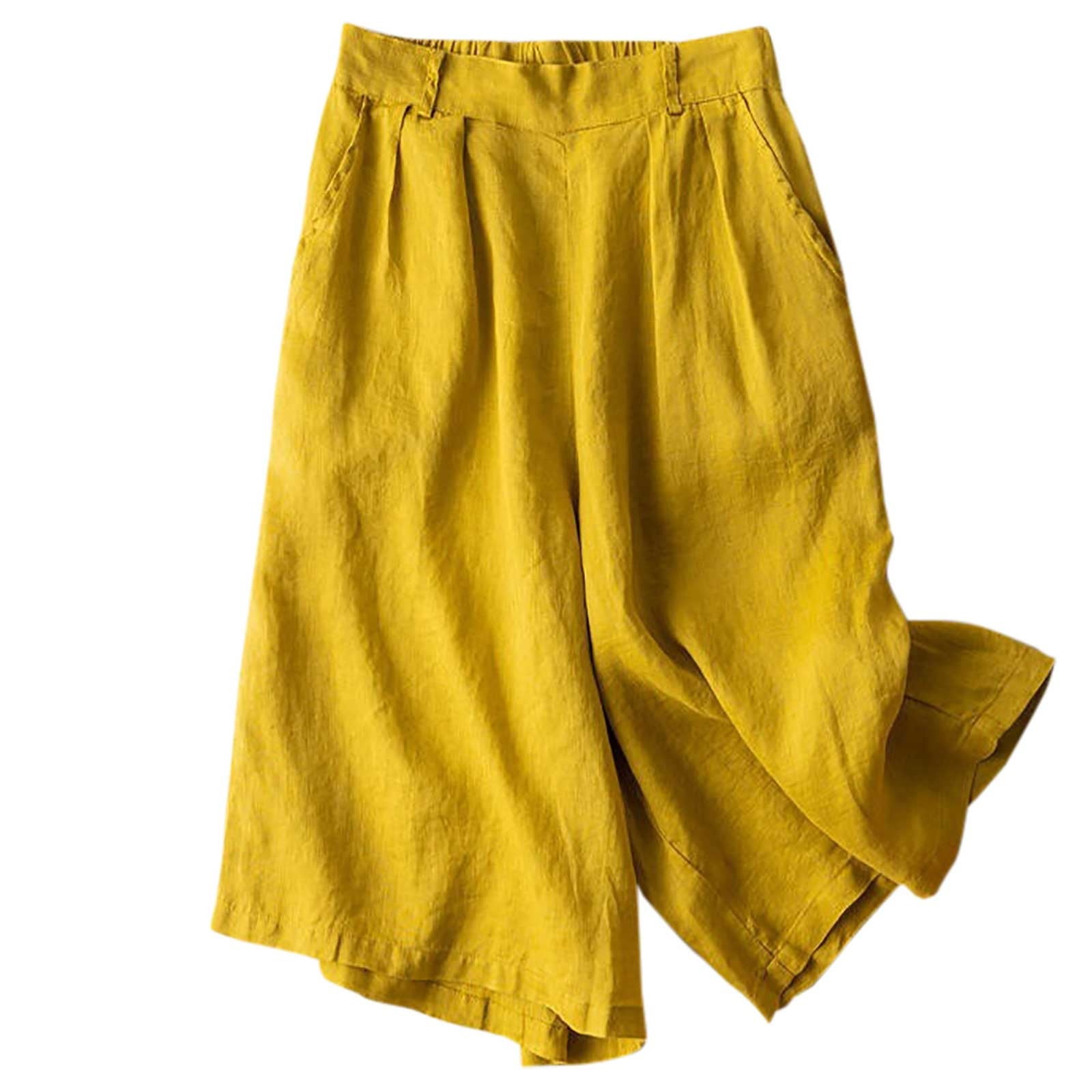 Mallwal Capris Pants for Women Stretch Straight-Leg Pant Leg Cut Women ...