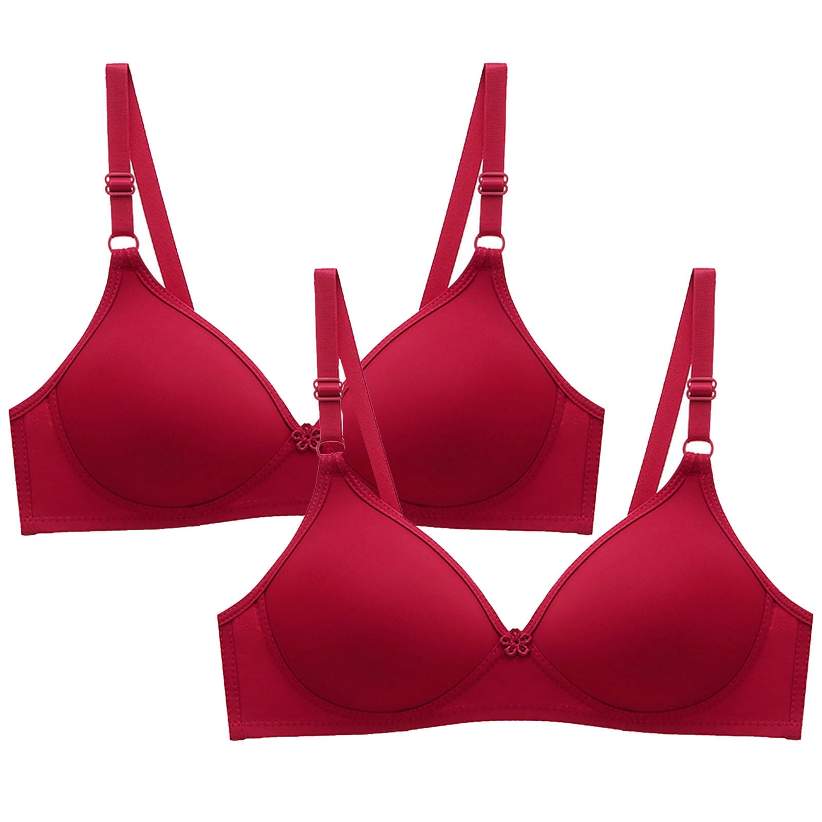 Cute Sports Bras for Women Lightly Lined Bra Feature V-Neck Push-up Bra Style W-220 Red S ...