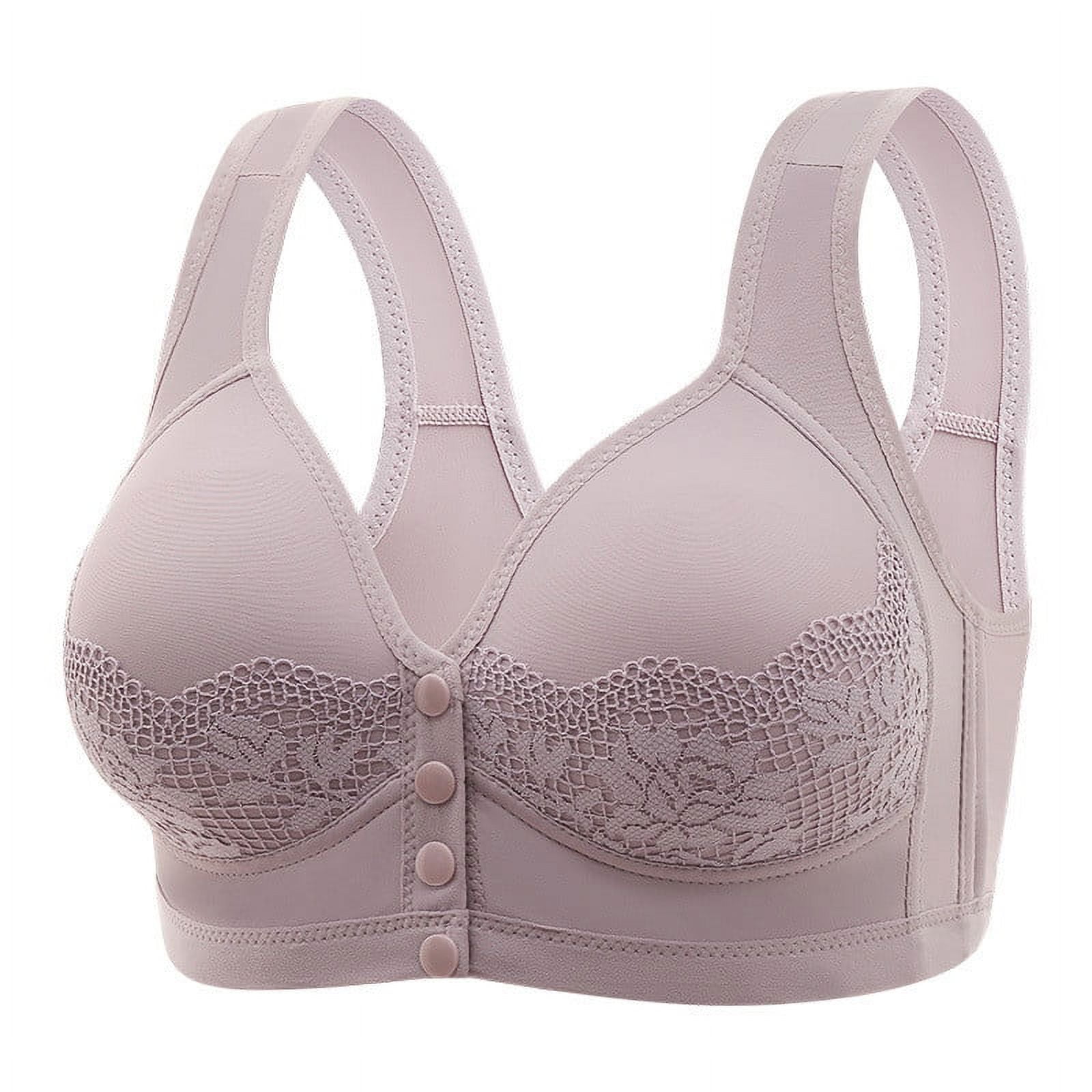 Front Closure Bras for Seniors Women Lightly Lined Bra Feature V-Neck T ...