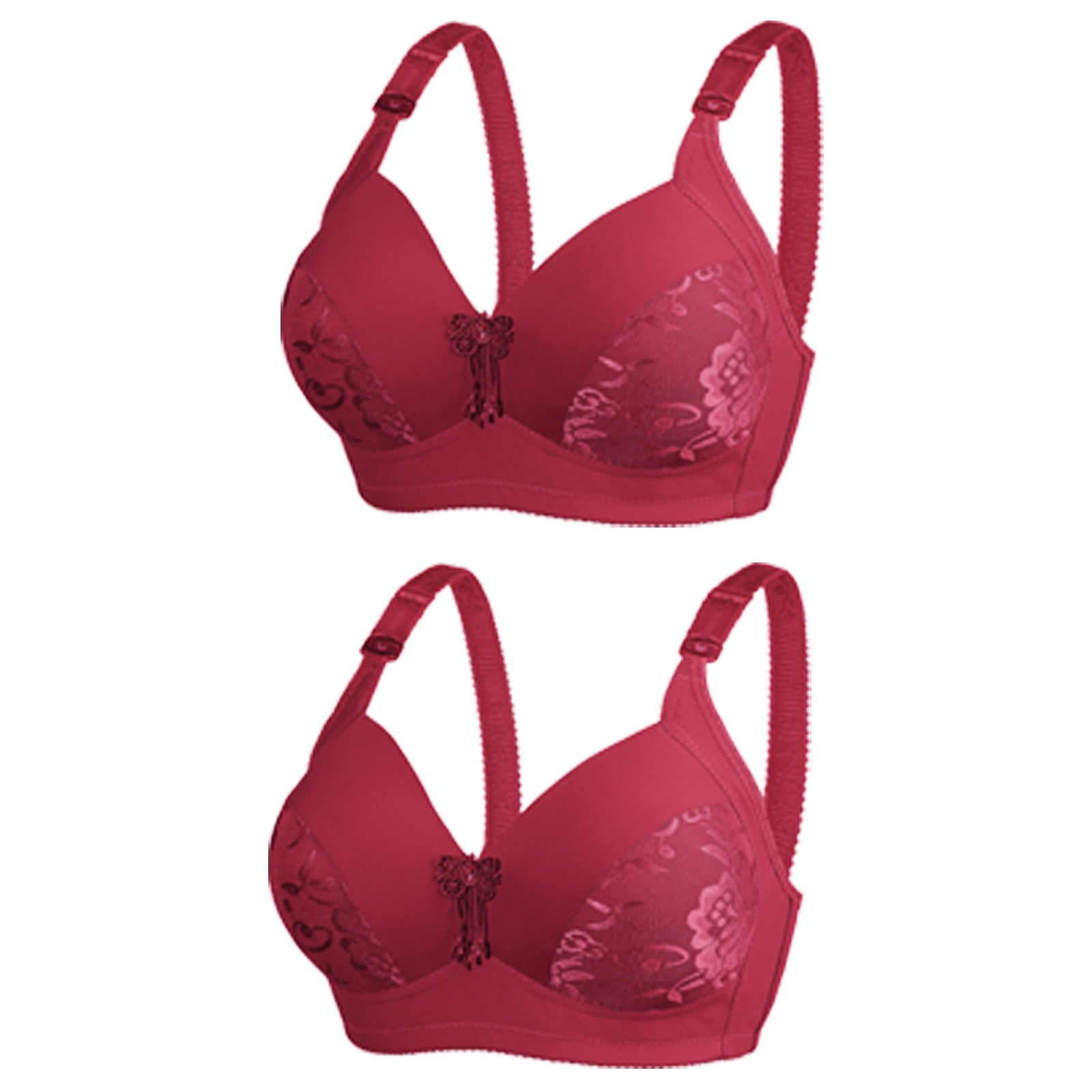 Plus Size Sports Bras Women Padded Bra Feature V-Neck Bralette Bra Style W-1345 Red L - Walmart.com