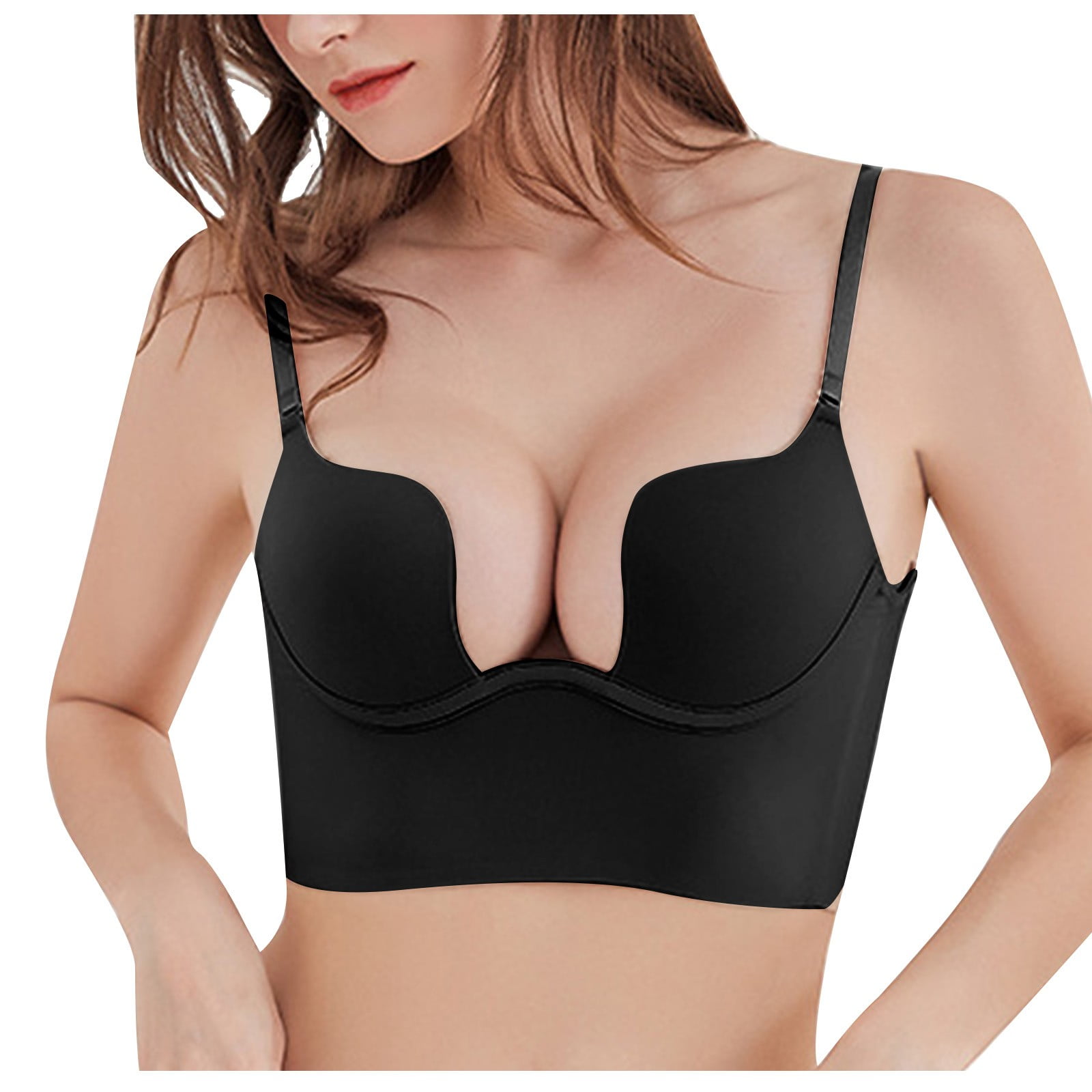 Push up Bras for Women Plus Size Back-Smoothing Bra Feature V-Neck Bralette Bra Style W-968 Hook ...
