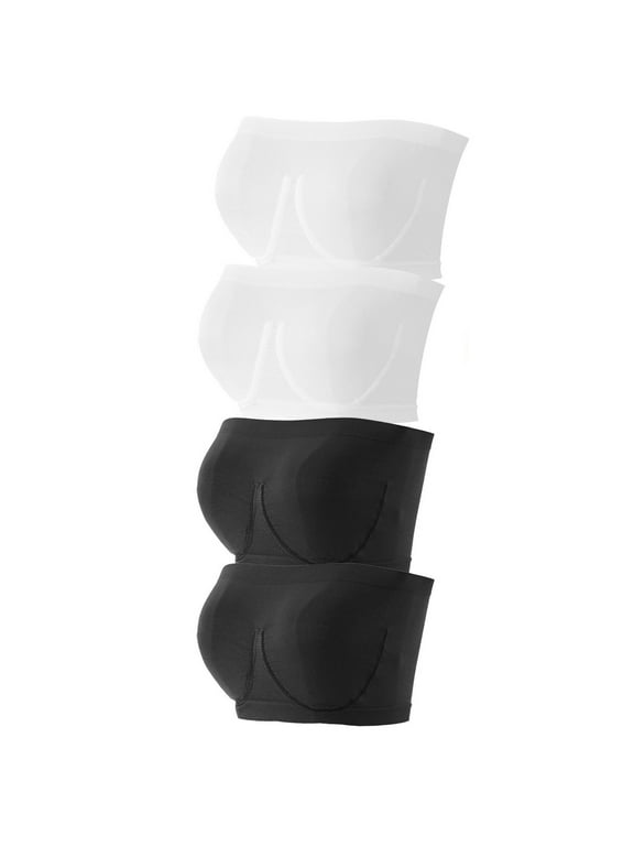 Women's Plus Size Full Coverage Strapless Bandeau Bra with Removable ...