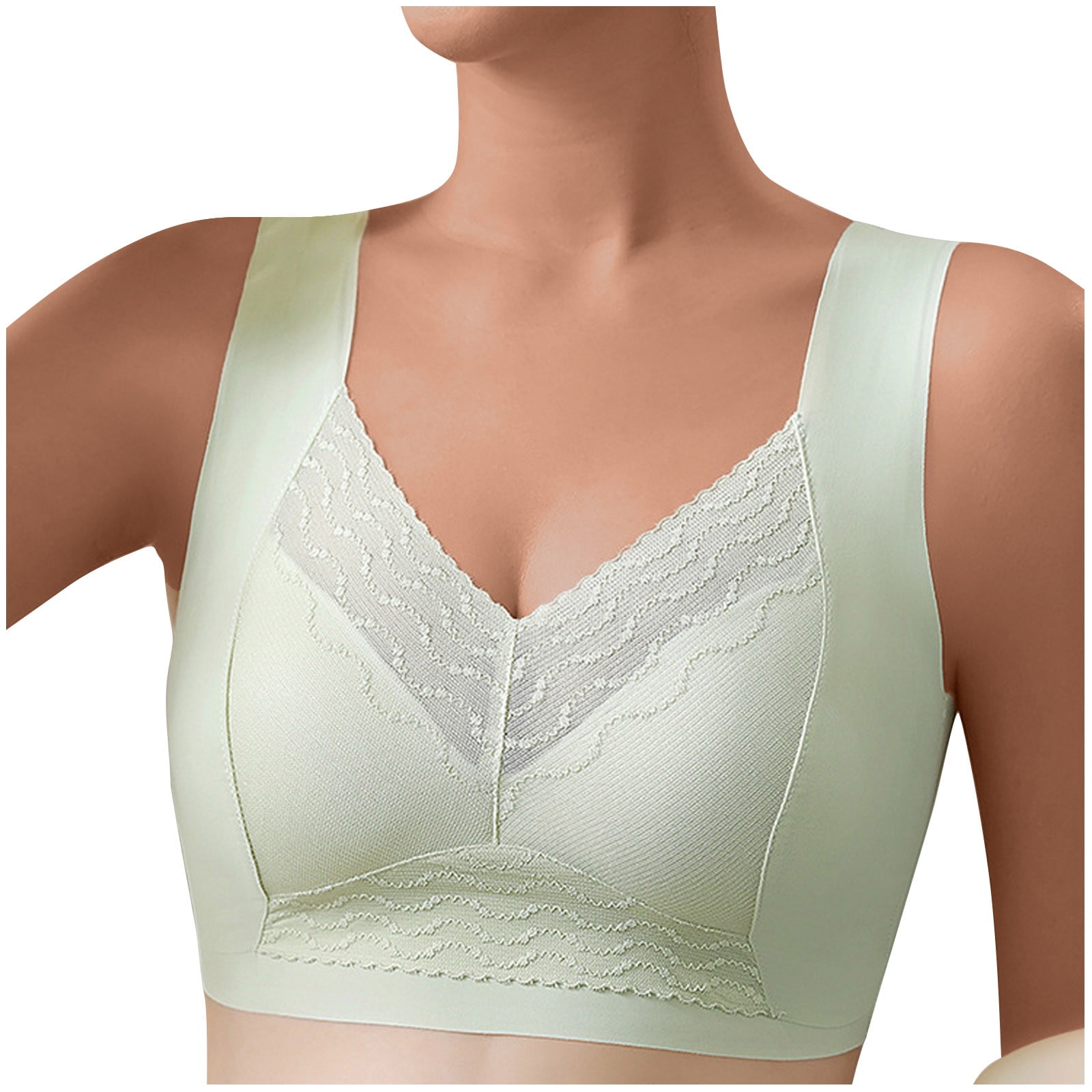 Mallwal Sleeping Bra Women Seamless Bra Feature V-Neck Push-up Bra ...