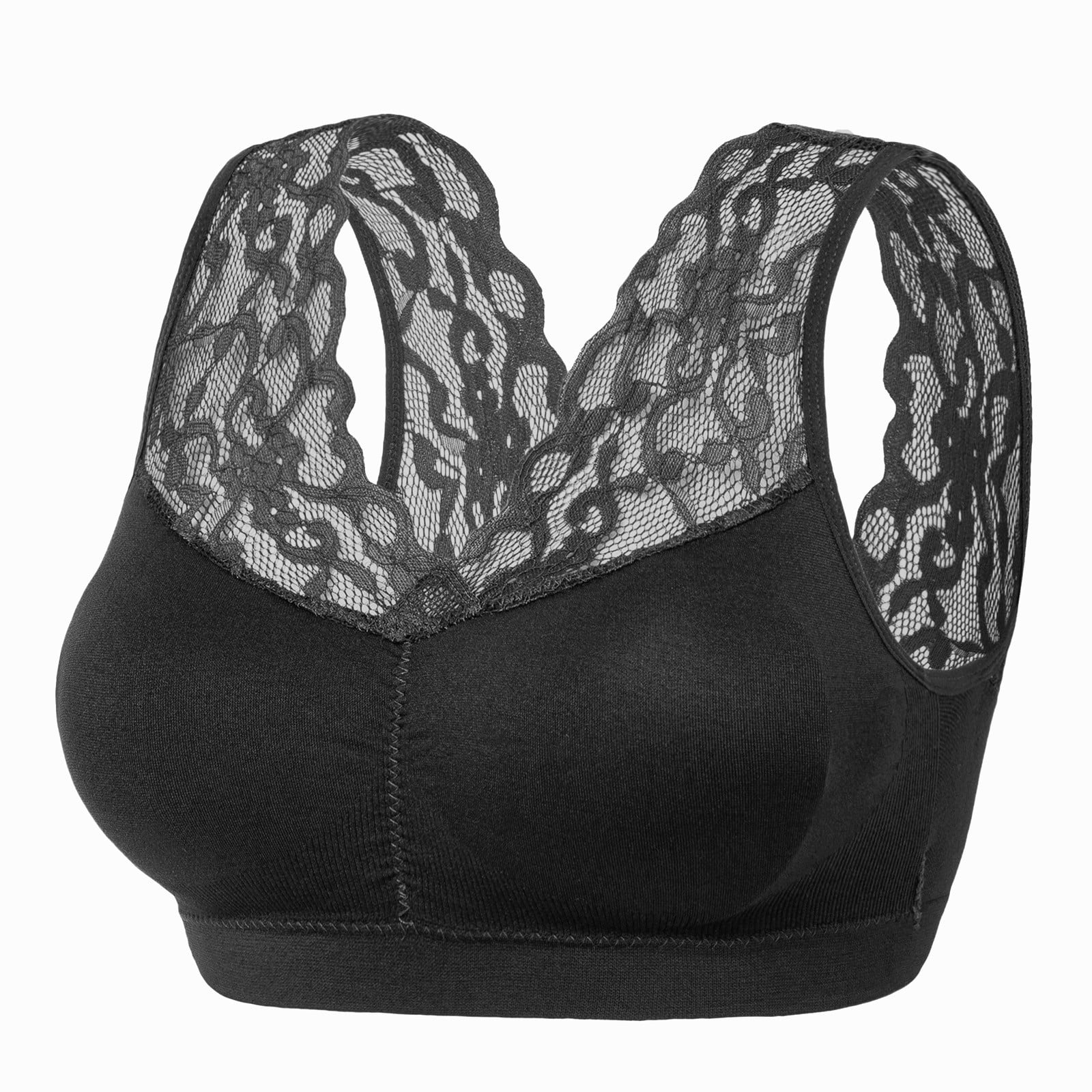 Mallwal Soft Sports Bras for Women Plus Size Lace Vest-Style Tube Back ...