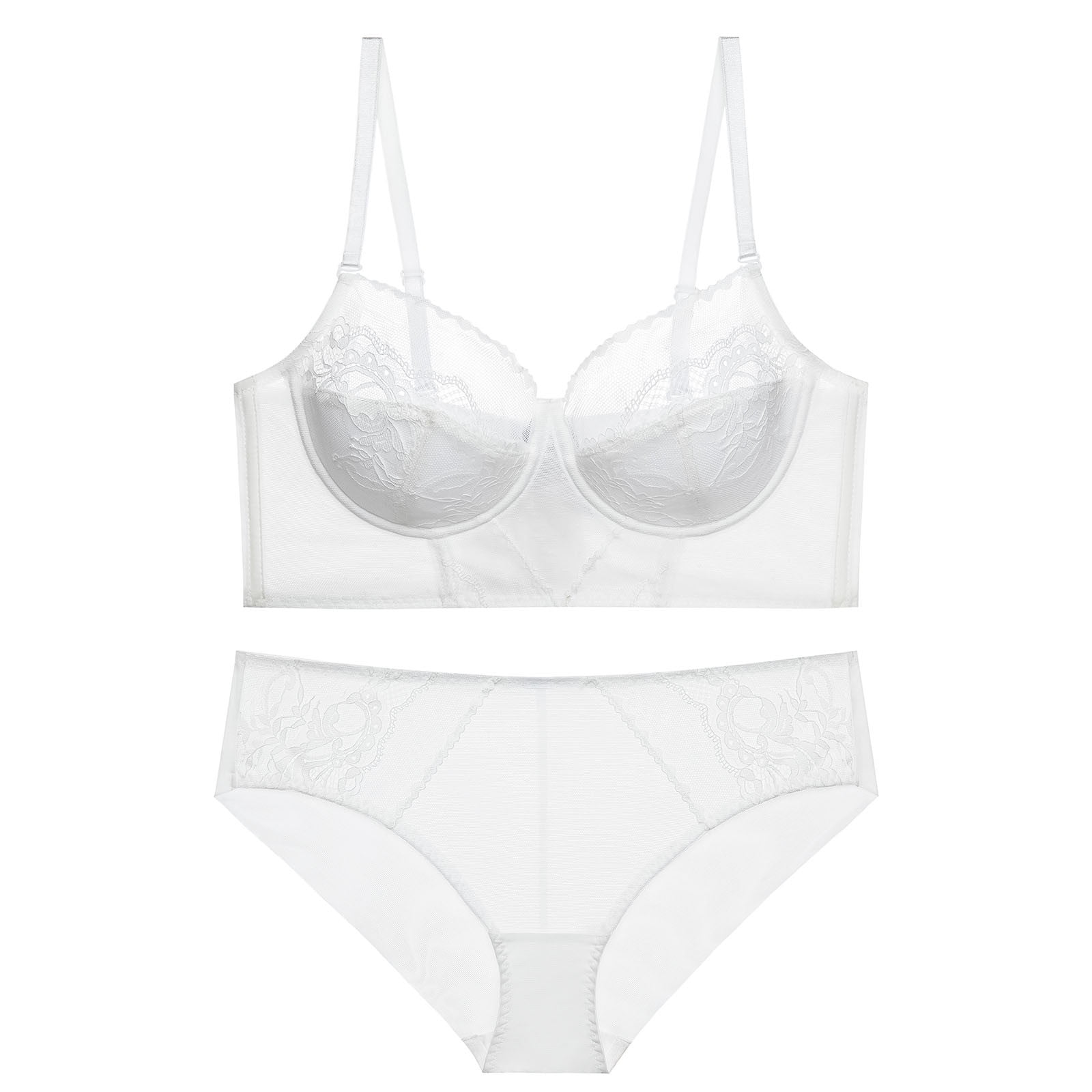 Women's Bra Lace Thin Soft No Underwire Big Chest Show Small Push up ...