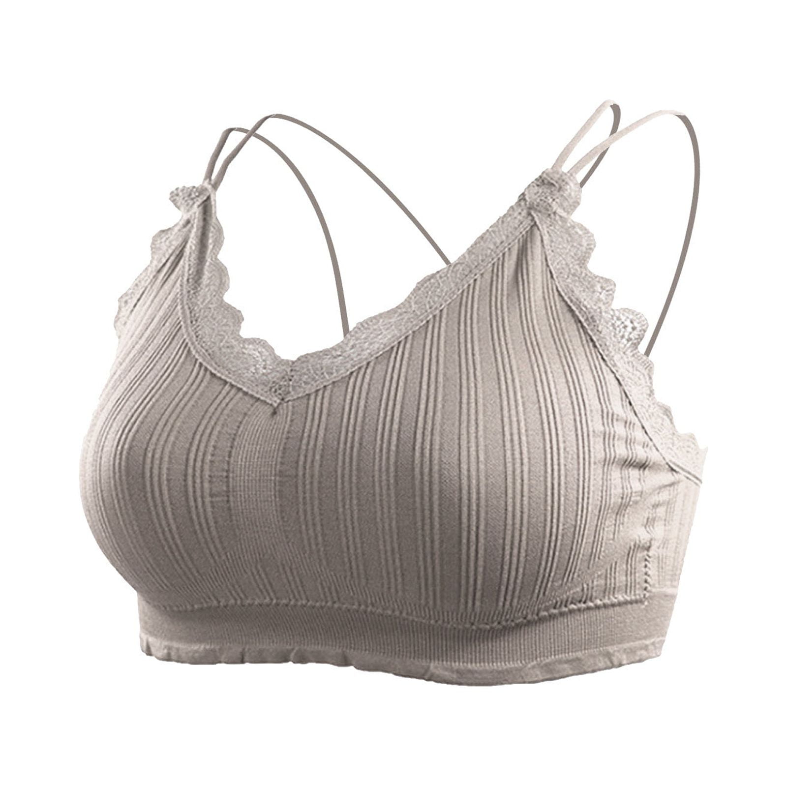 Mallwal Womens Bras V-Neck Wrapped Chest Lace Sling Backless Sports ...