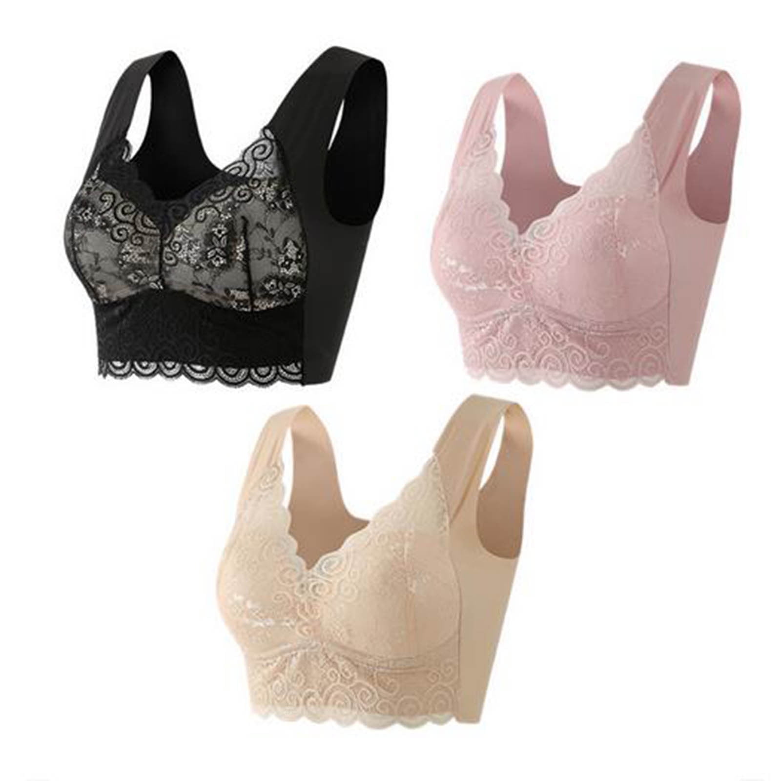 Womens Sports Bras Plus Size Full-Coverage Bra Feature V-Neck ...
