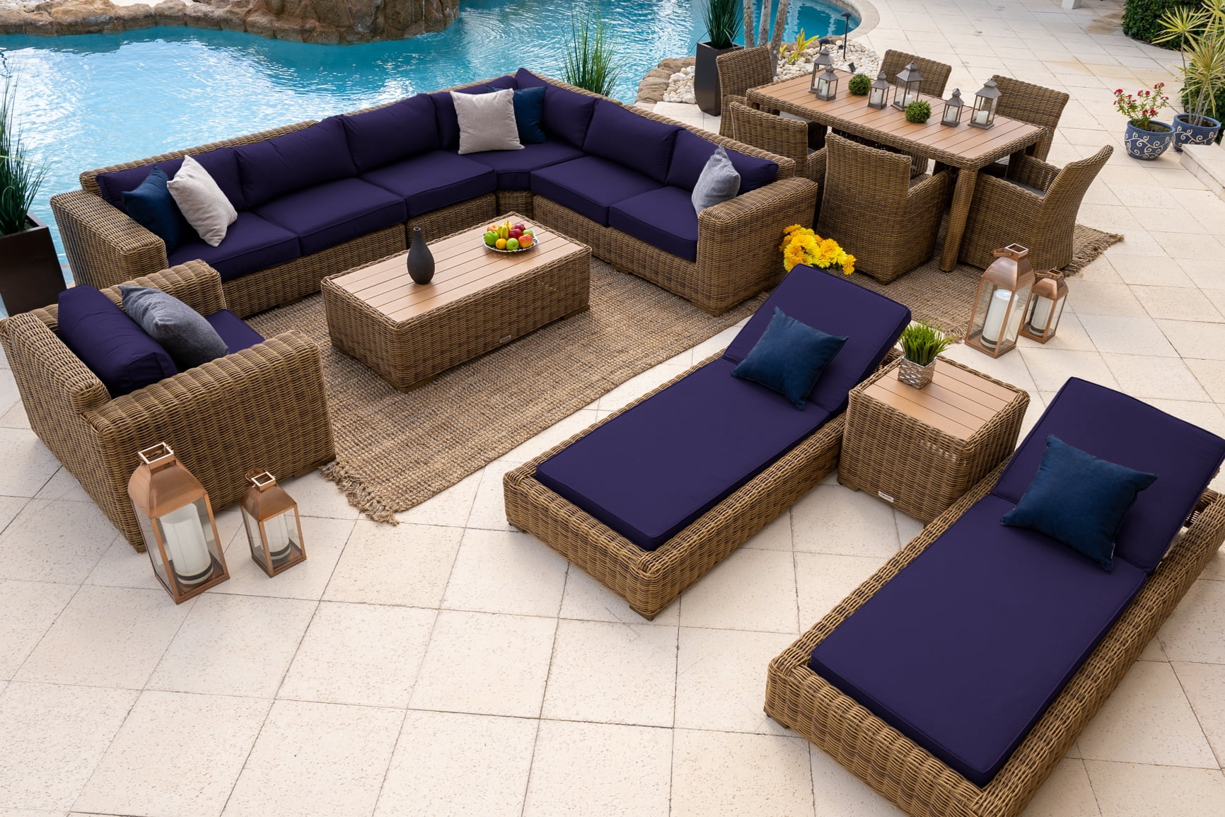 Malmo 16-Piece Resin Wicker Outdoor Patio Furniture Combination Set In ...