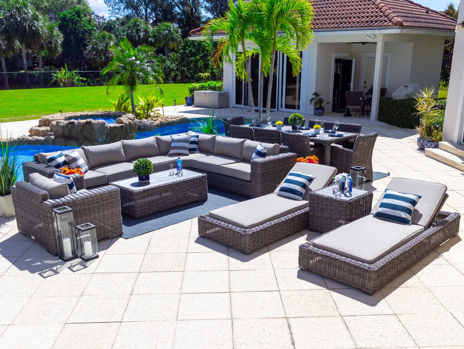 Malmo 18-Piece Resin Wicker Outdoor Patio Furniture Combination Set in ...