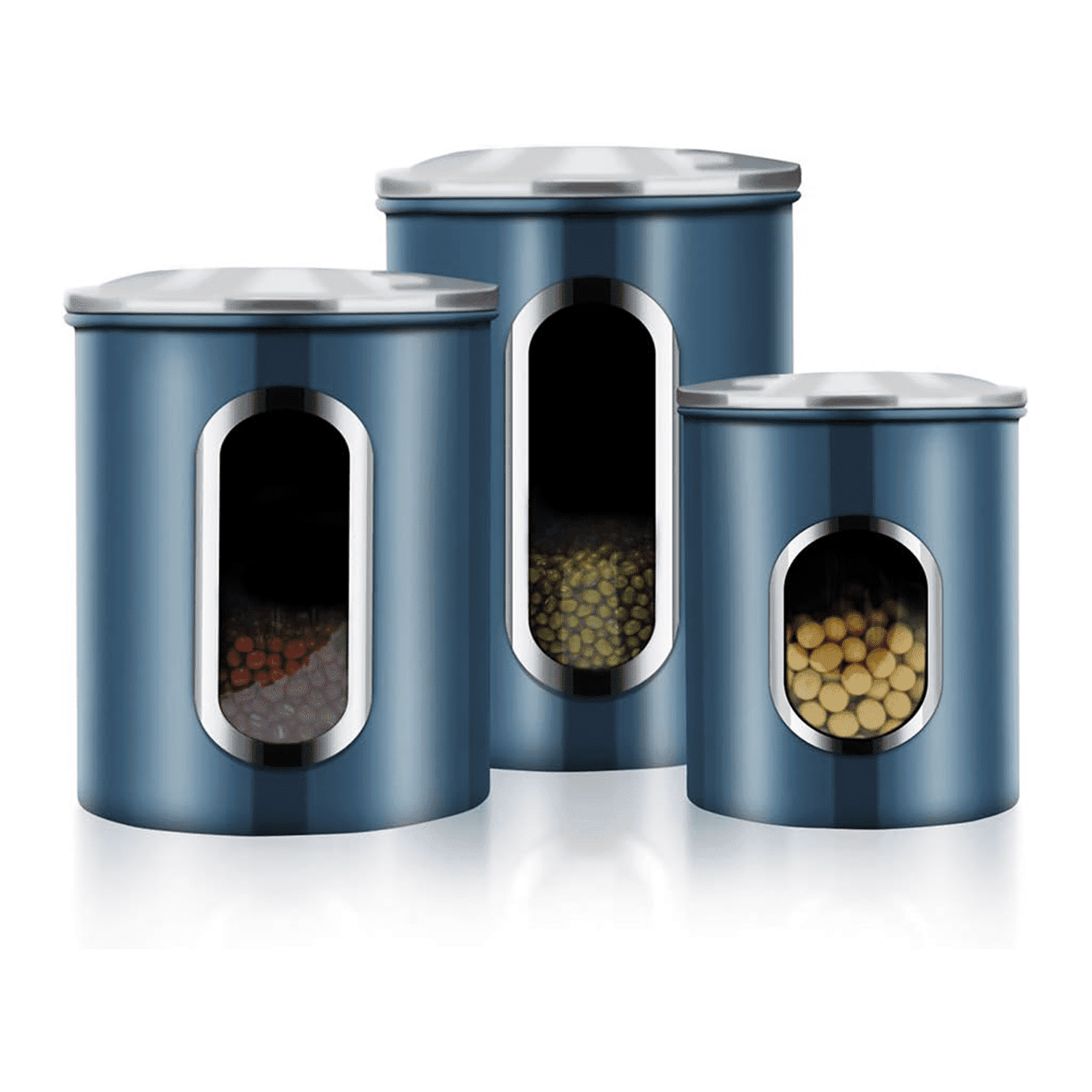 Malmo 3-Piece Canister Set, Kitchen Counter Storage with Window, Anti ...