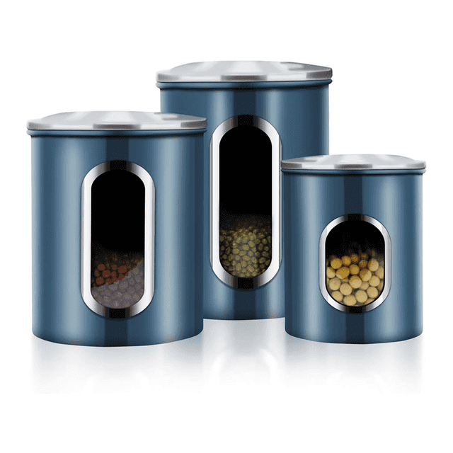Malmo 3-Piece Canister Set, Kitchen Counter Storage with Window, Anti ...