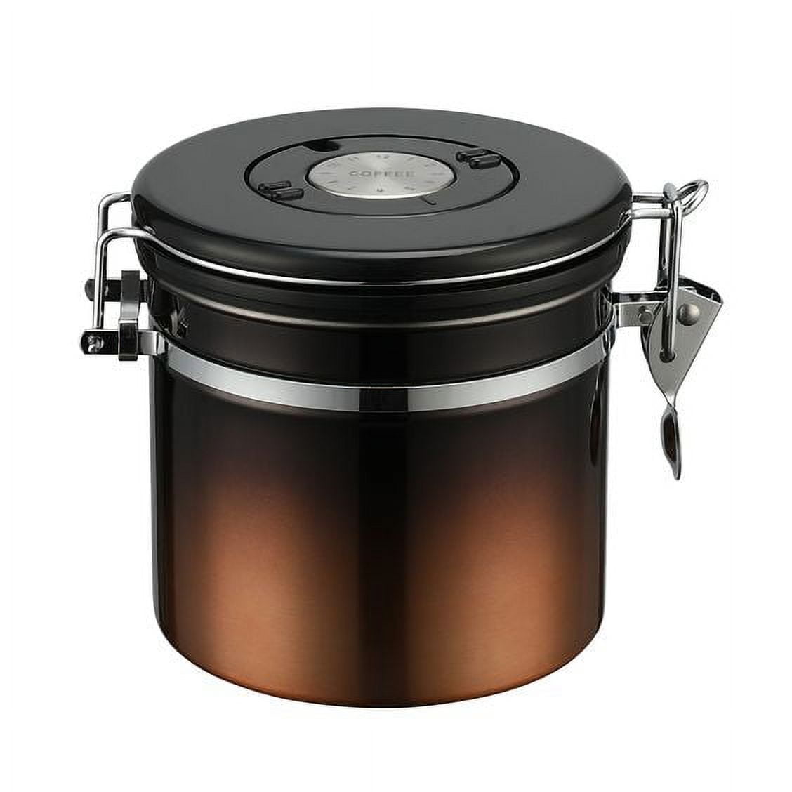 Malmo 12oz Airtight Canister with Date Tracker, Stainless Steel Coffee & Tea Storage, Copper ...