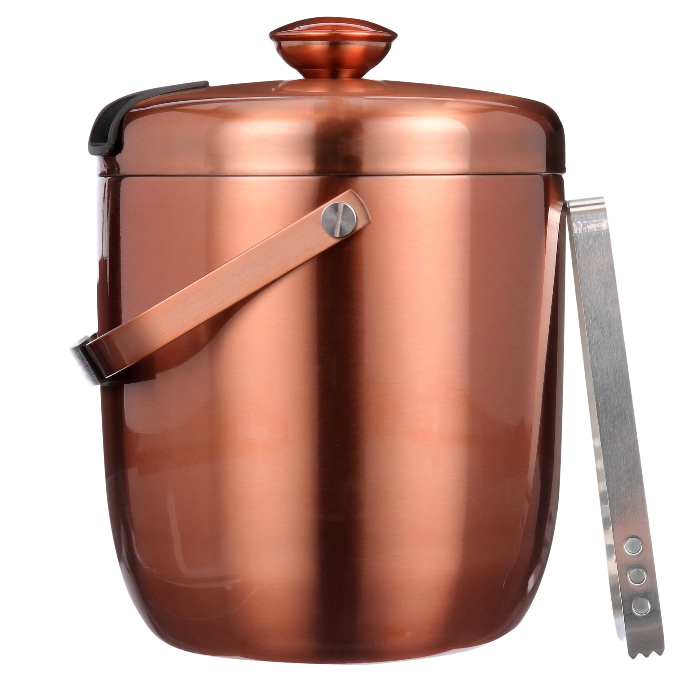 Malmo 3L Stainless Steel Double Walled Ice Bucket with Tongs, Lid & Copper Exterior - Walmart.com