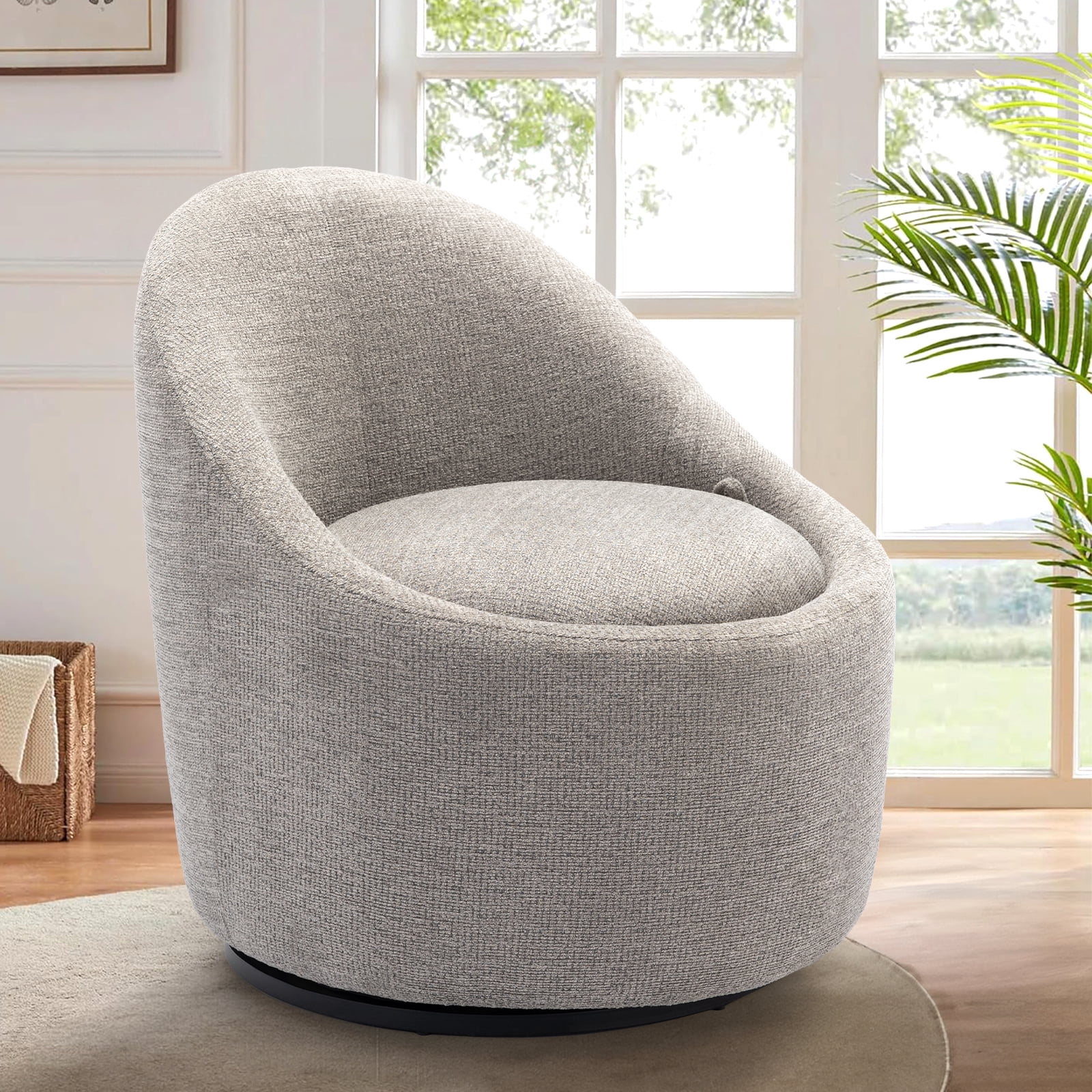 Malol Swivel Barrel Chair, Swivel Accent Chair 360° with Hidden Storage ...