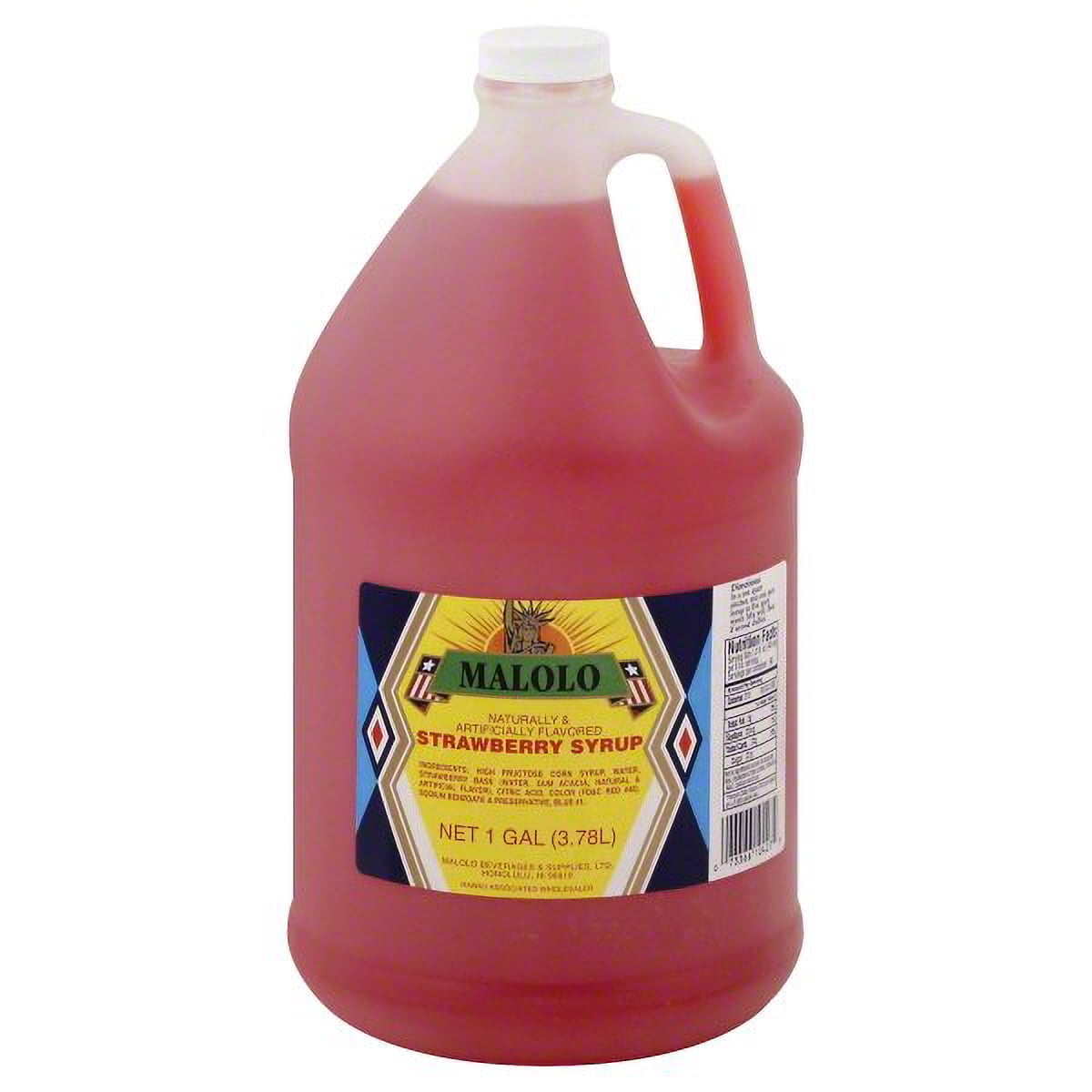 Malolo Strawberry Syrup, 1 Gallon Jug, 1.3 fl. oz Serving Size (Milk ...