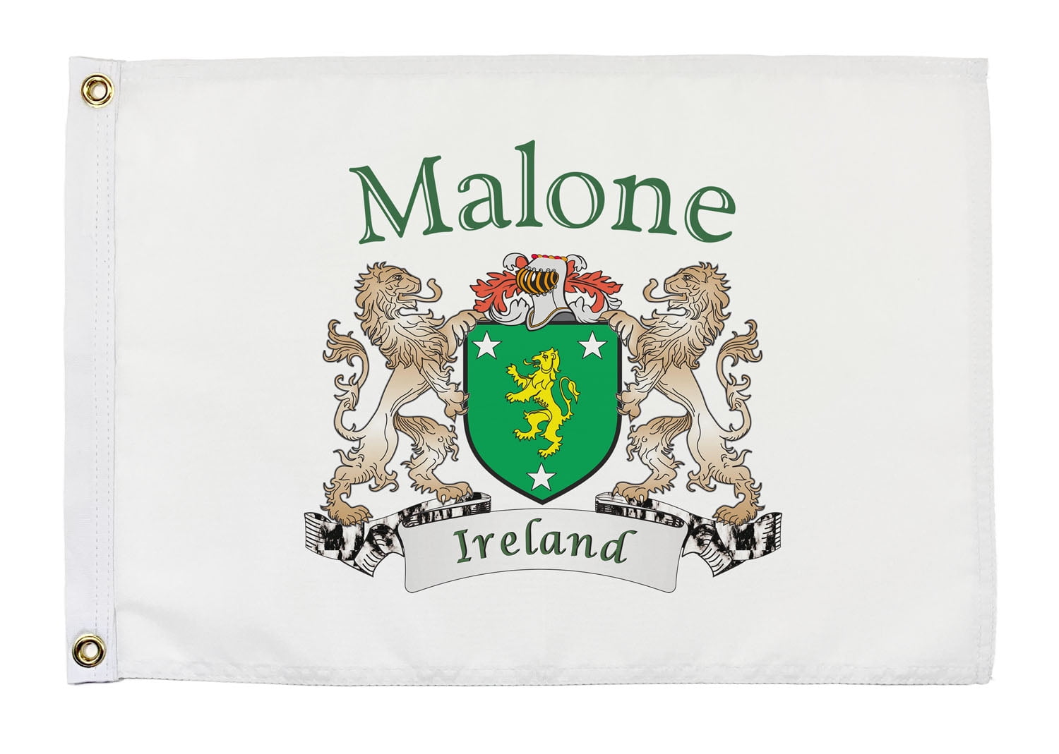 Malone Irish Coat of Arms Small White Flag - 16"x10.5" inches - Walmart.com