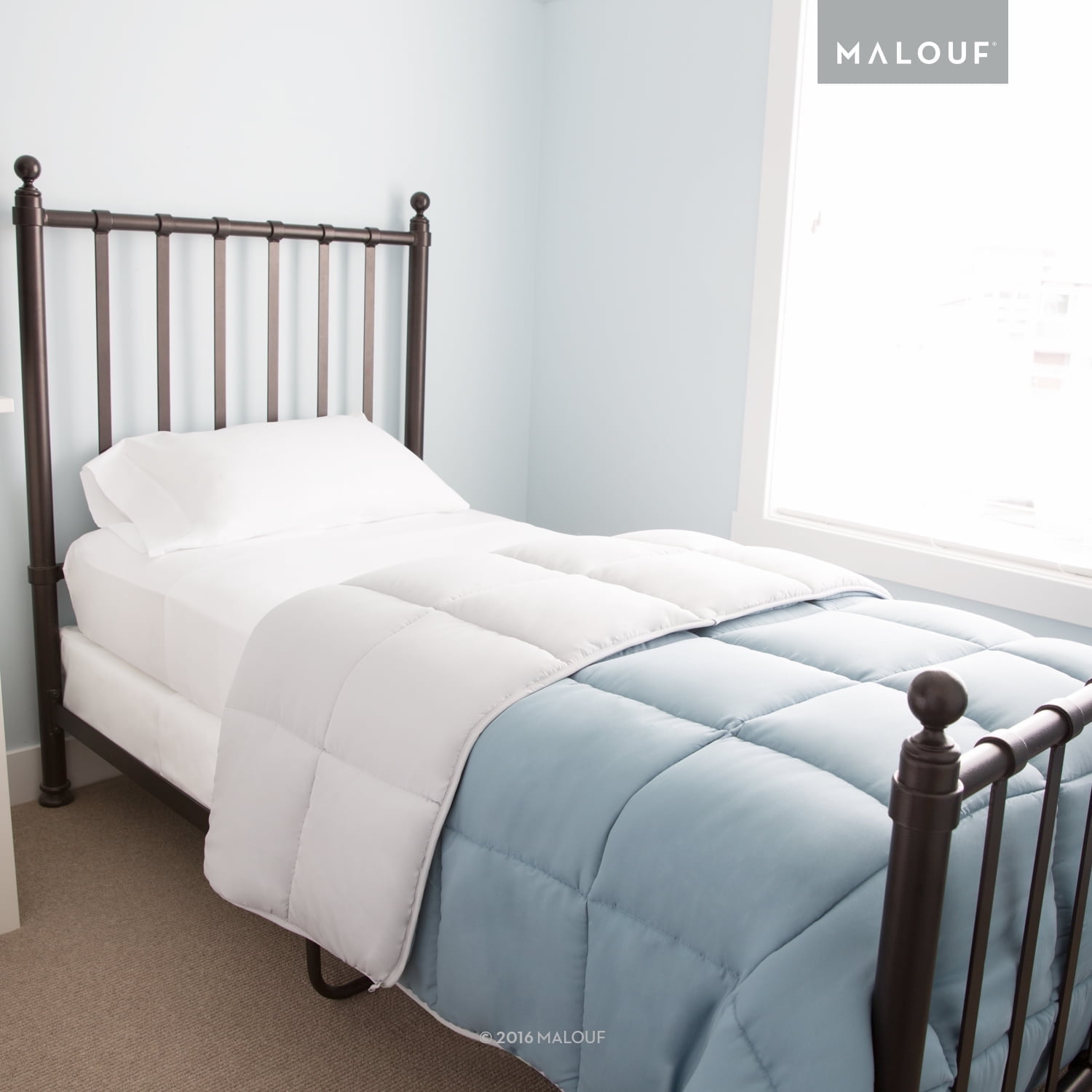 Malouf Woven Reversible Bed In a Bag Bedding Set, Twin-XL, Blue/Gray ...