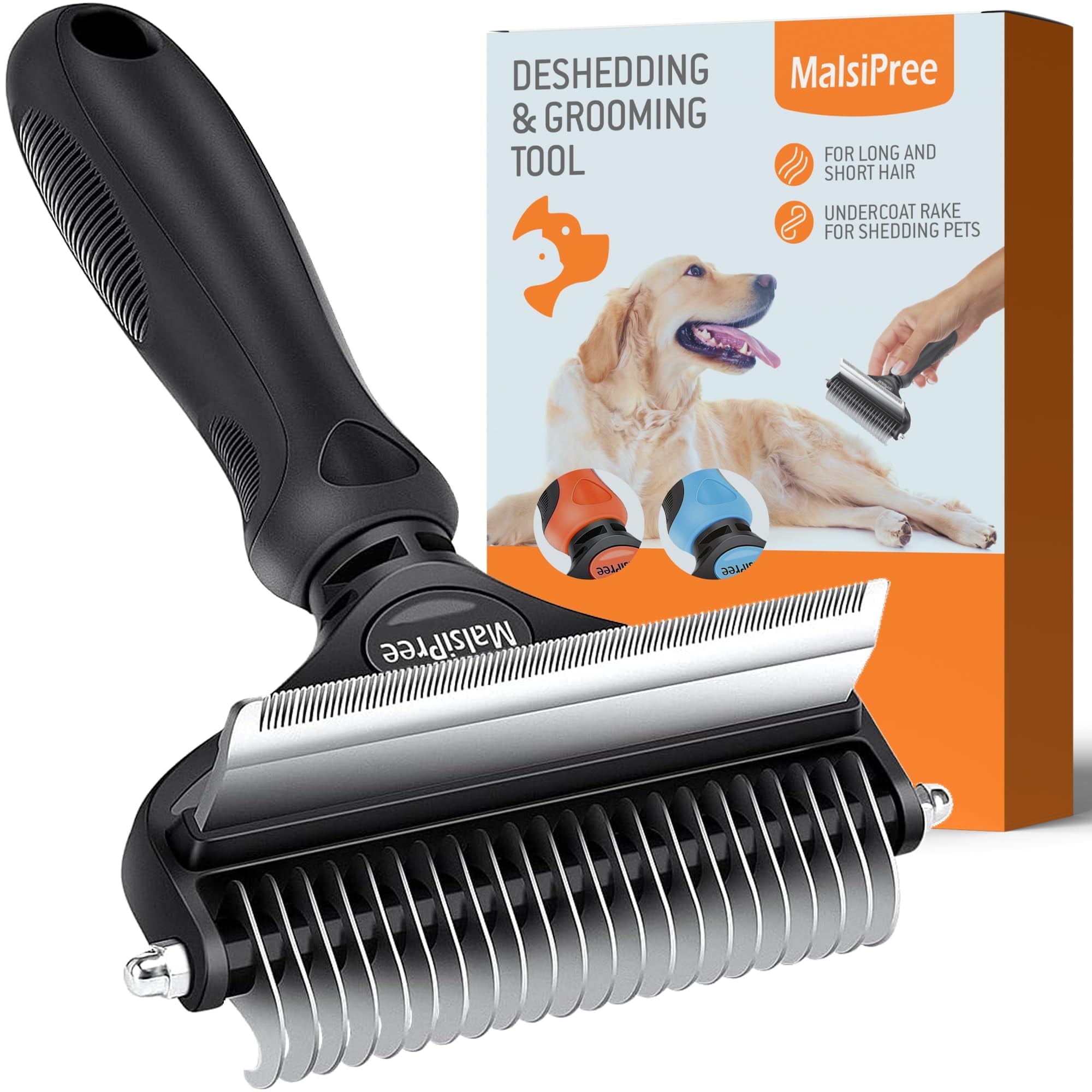 MalsiPree Dog Comb, Undercoat Rake, Shedding and Dematting Brush, Black ...