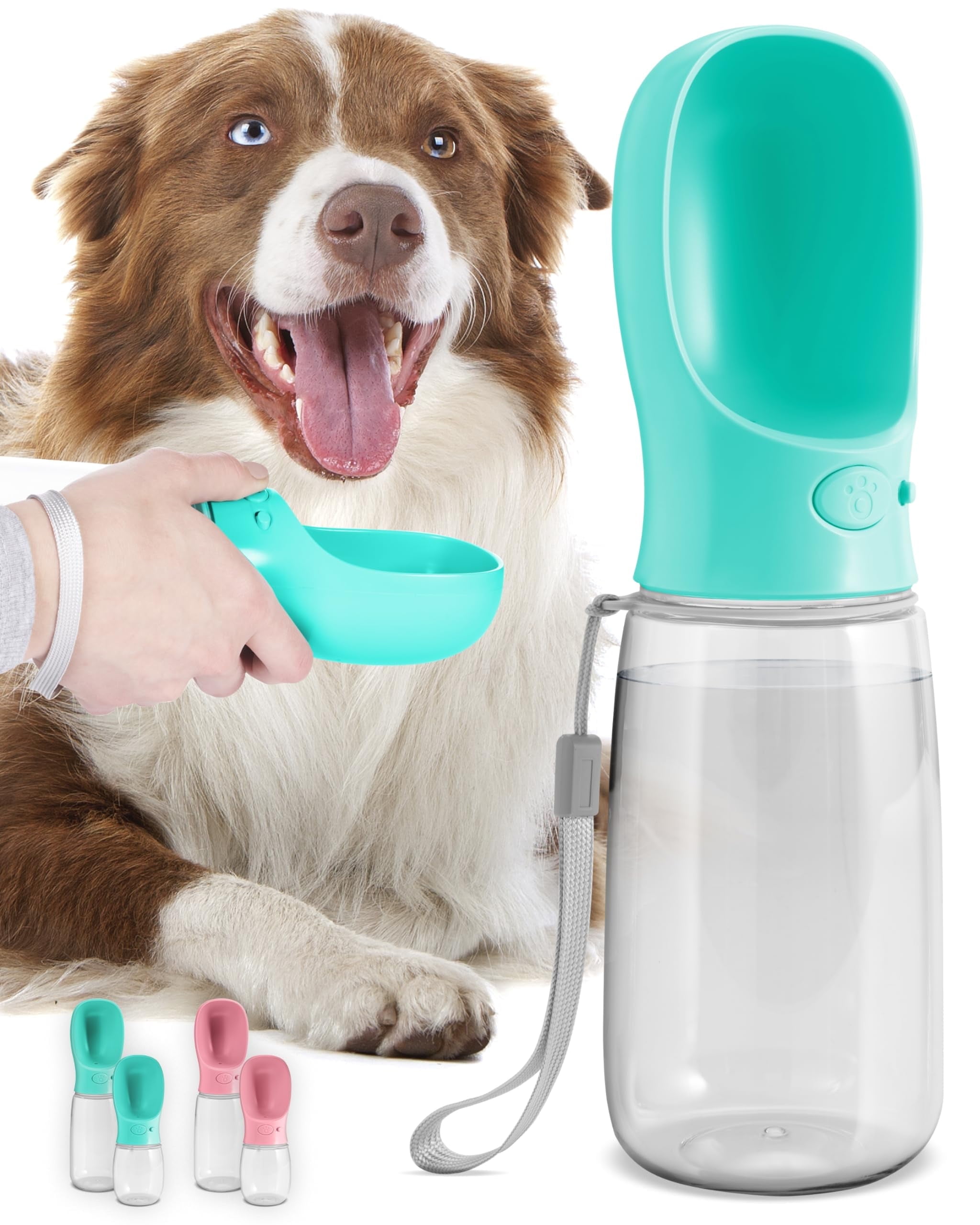 MalsiPree Leakproof 19 oz Blue Plastic Dog Water Bottle, Bowl Dispenser ...