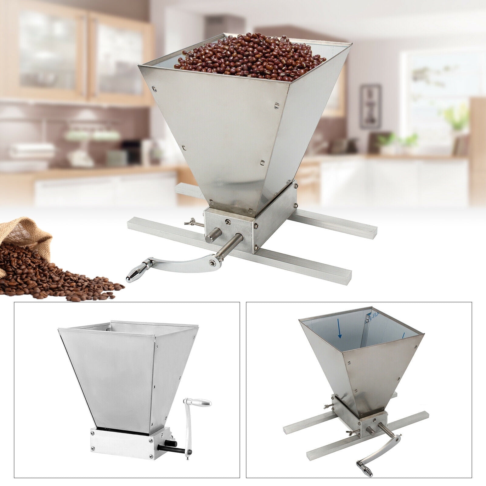 Malt Crusher, Heavy Duty Malt Mill,Home-brew Grain Crusher, Adjustable ...