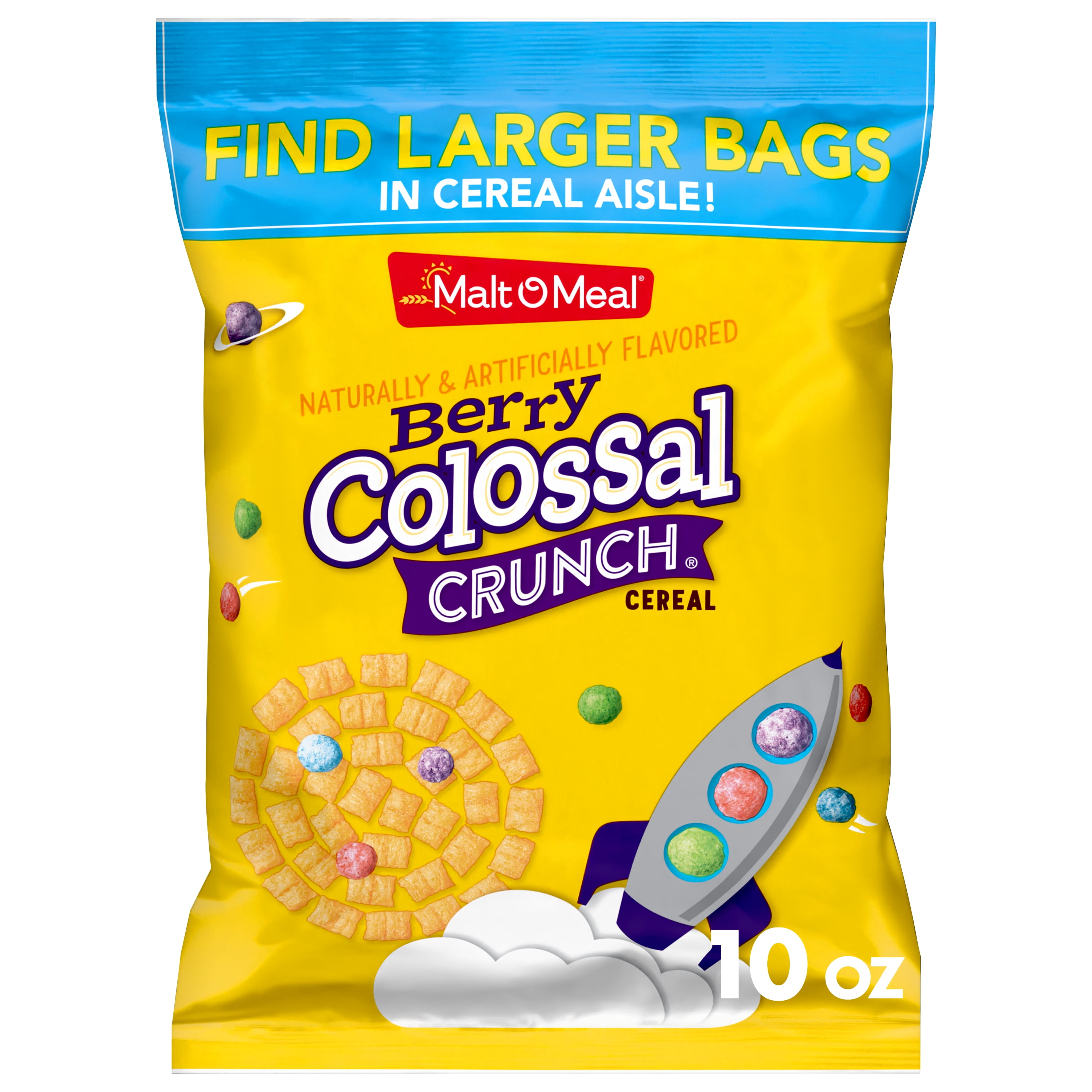 Malt-O-Meal Berry Colossal Crunch Breakfast Cereal, Bagged Cereal, 10 ...