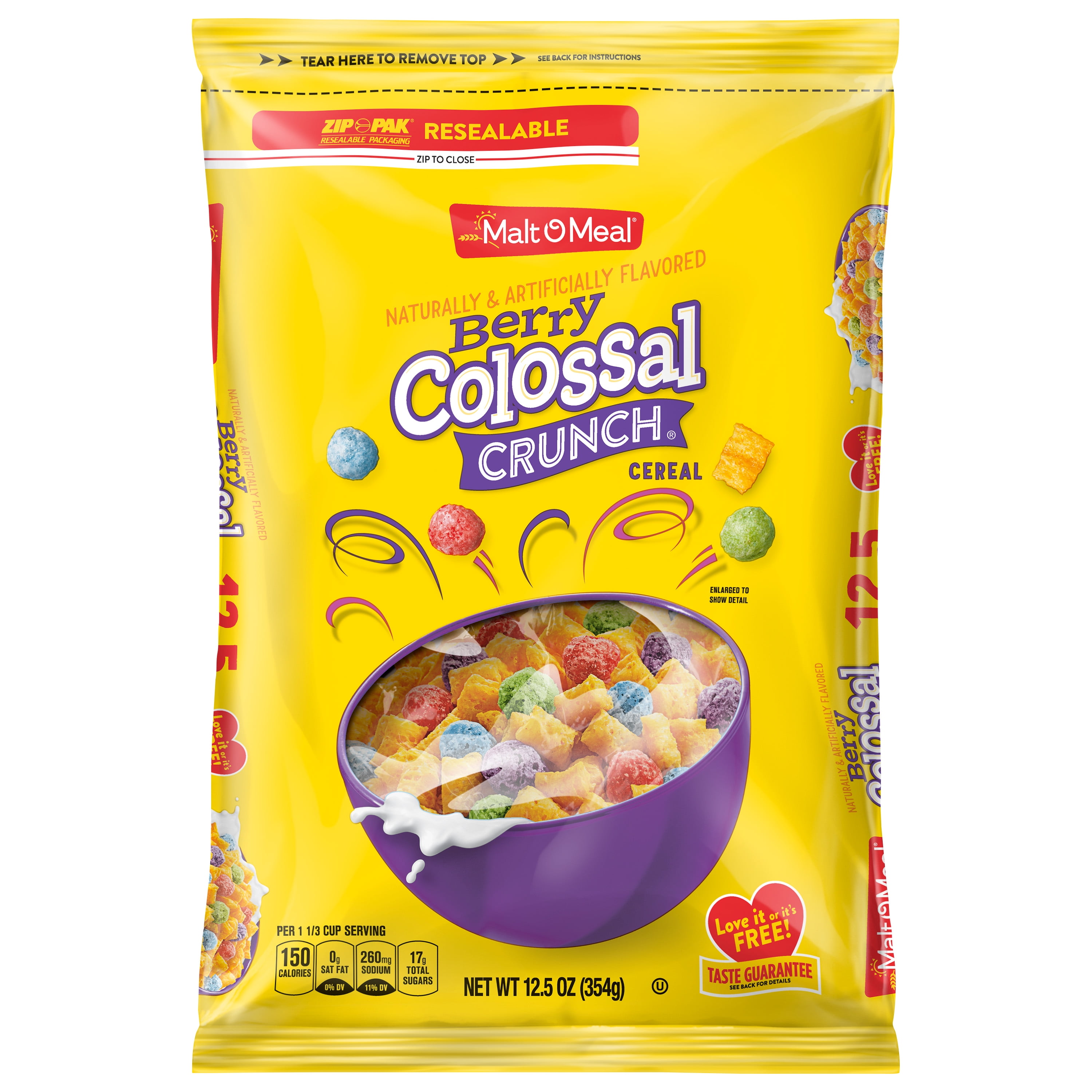 Malt-O-Meal Berry Colossal Crunch® Breakfast Cereal, Bagged Cereal, 12. ...