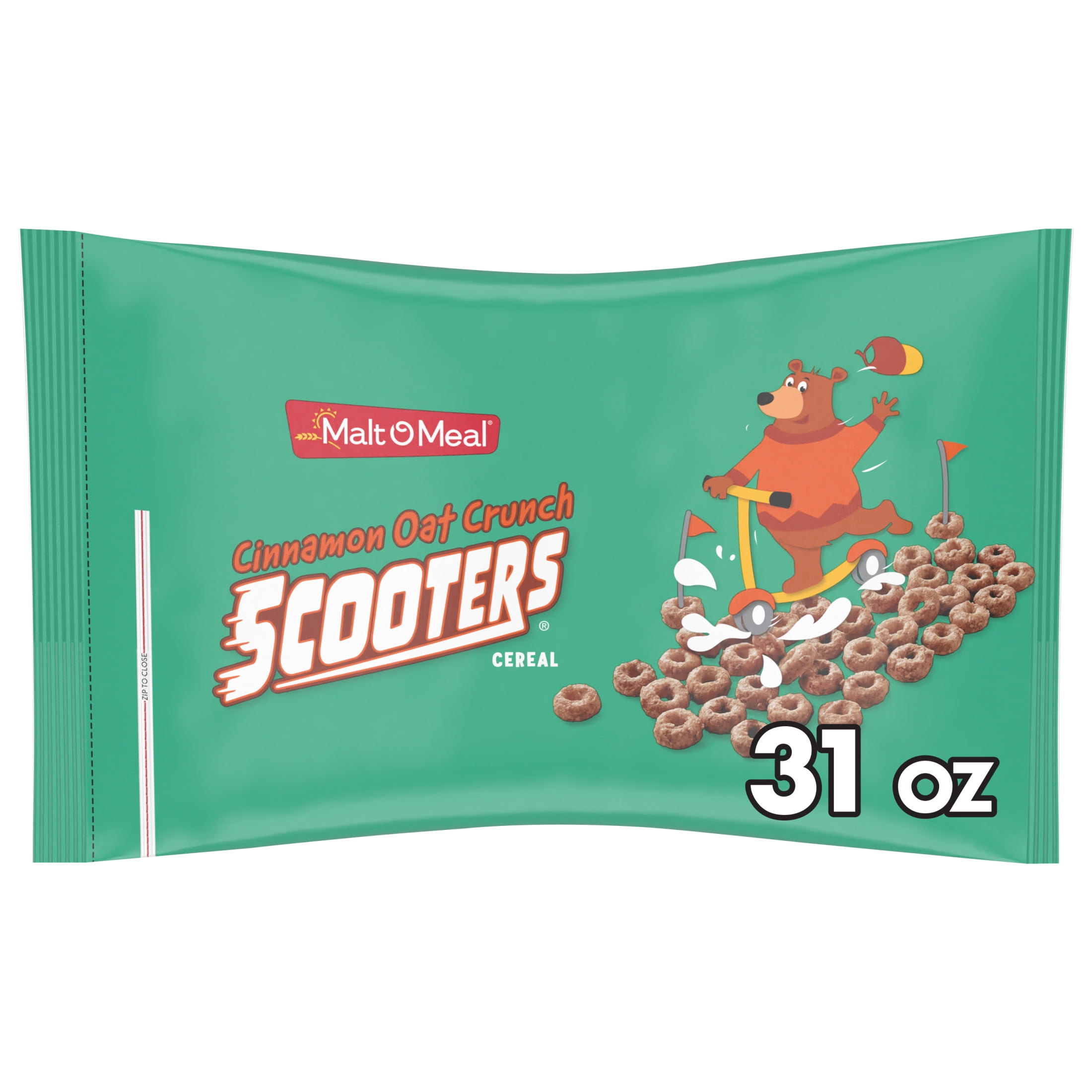 Malt-O-Meal Family Size Cinnamon Oat Crunch Scooters Cereal, 31 oz Bag ...