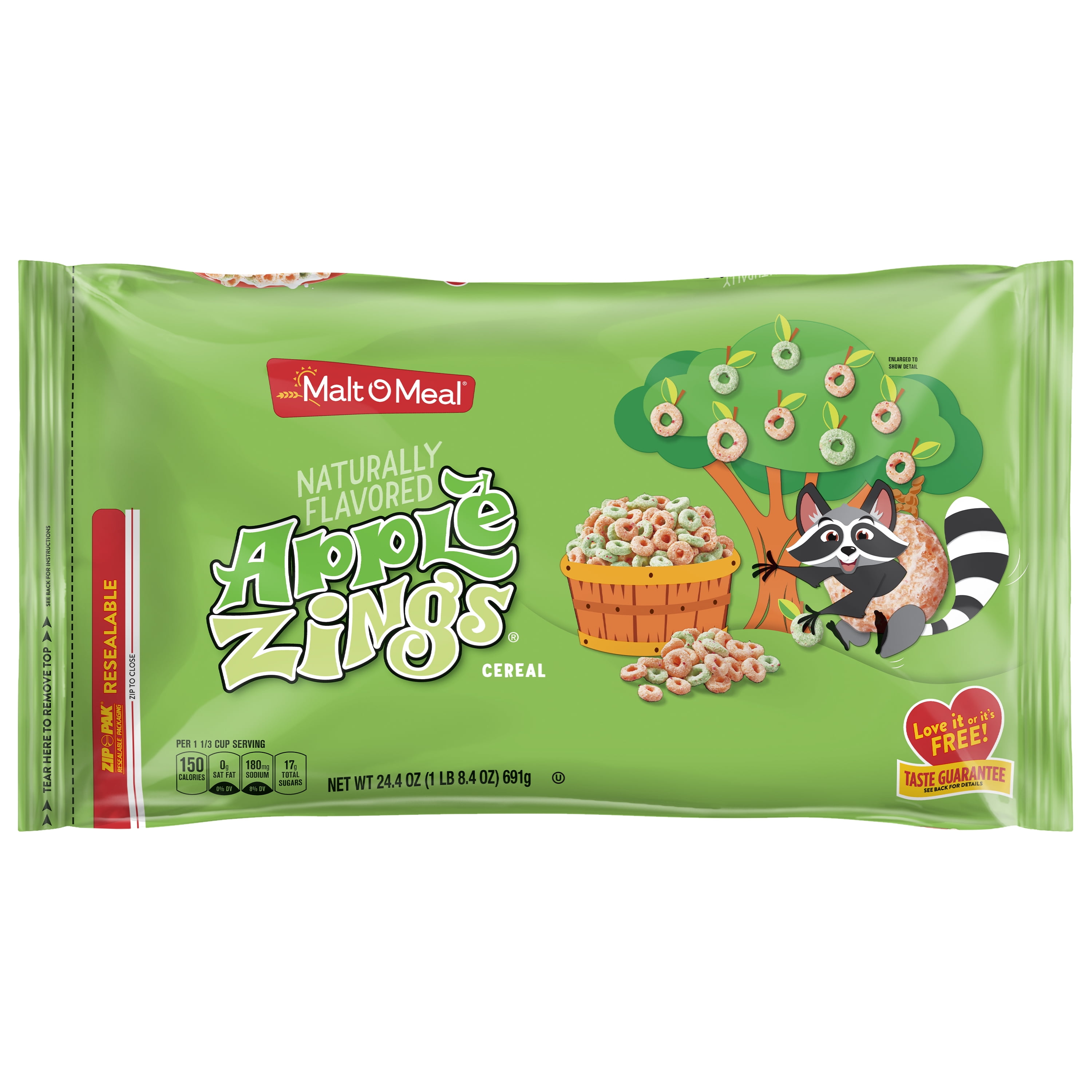 Malt-O-Meal, Crispy, Apple Zings Flavored Bagged Cereal, Family Size 24 ...