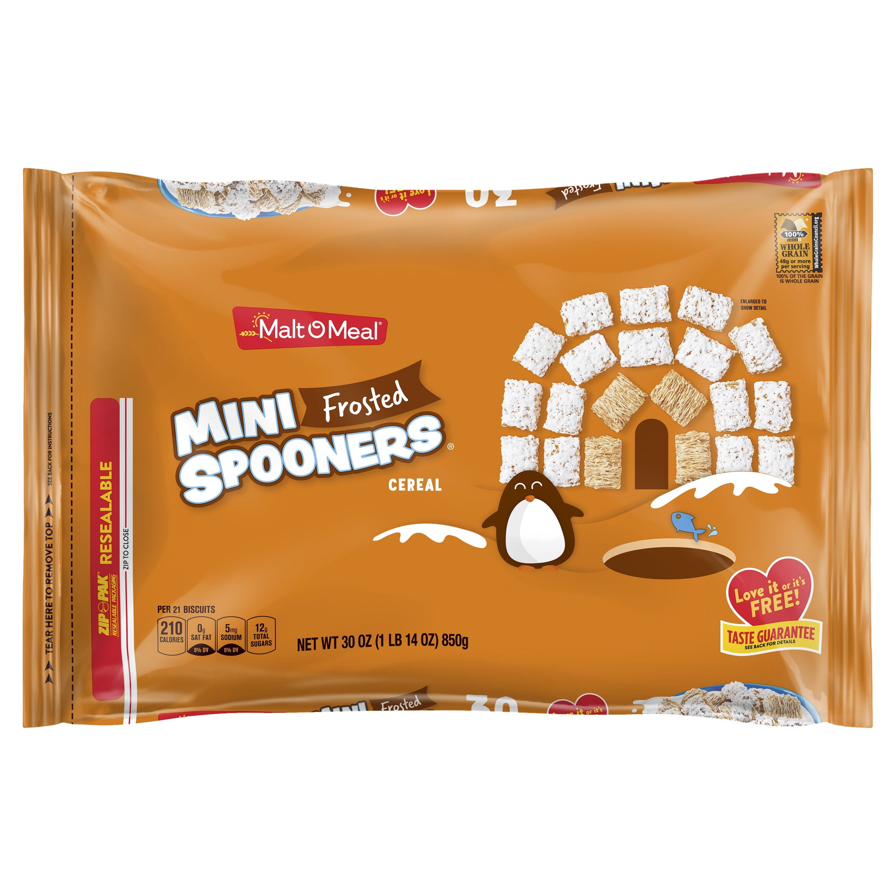 Malt-O-Meal Frosted Mini Spooners Shredded Wheat Cereal, Whole Grain ...