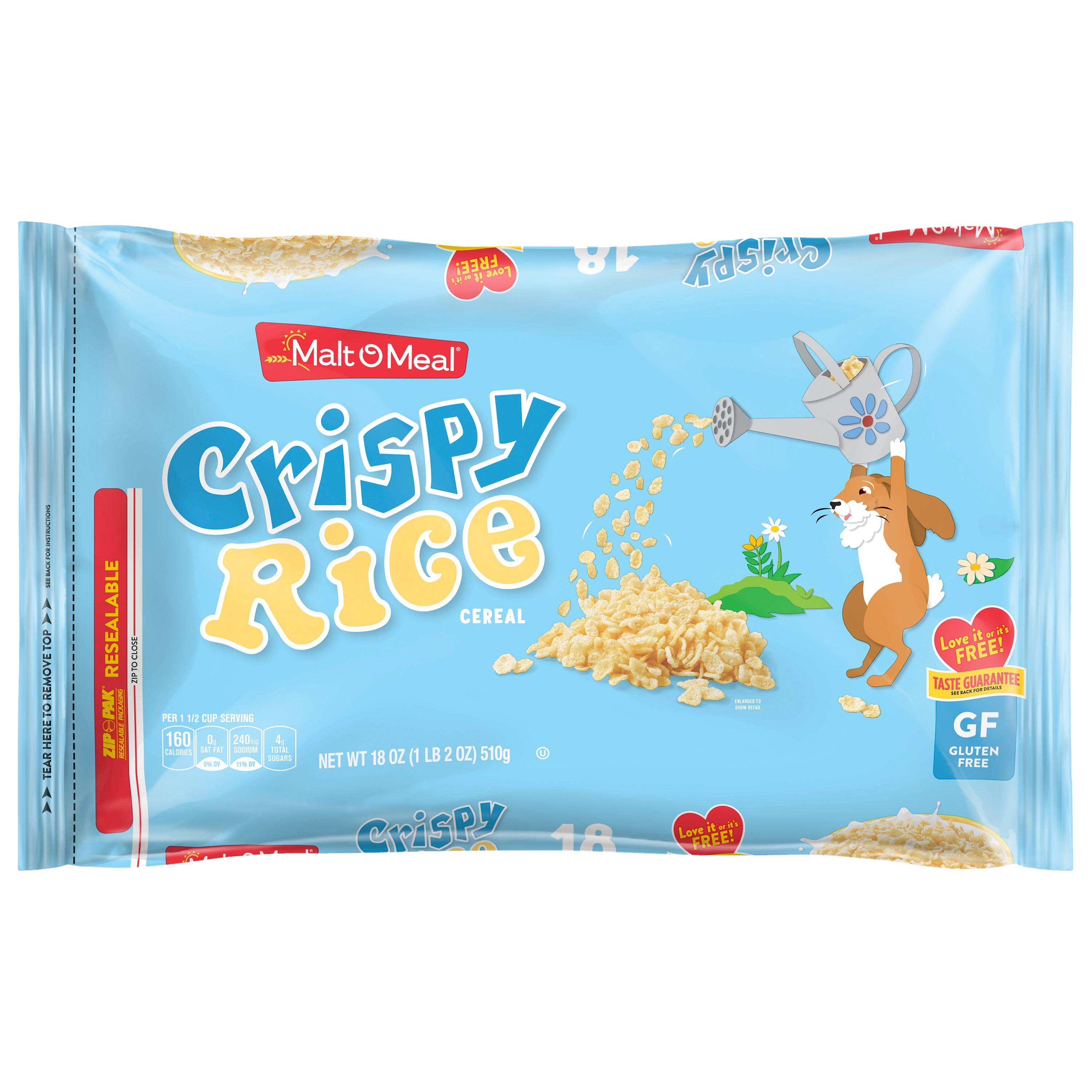 Malt O Meal, Gluten Free, Crispy Rice Breakfast Cereal, 18 oz Plastic ...