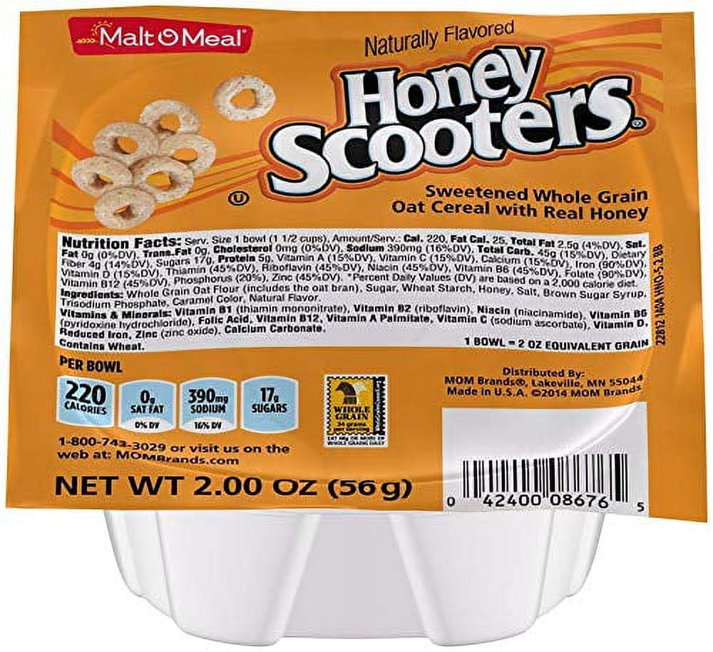 Malt O Meal Honey Nut Scooters Sweetened Whole Grain Oat Cereal, 2 ...