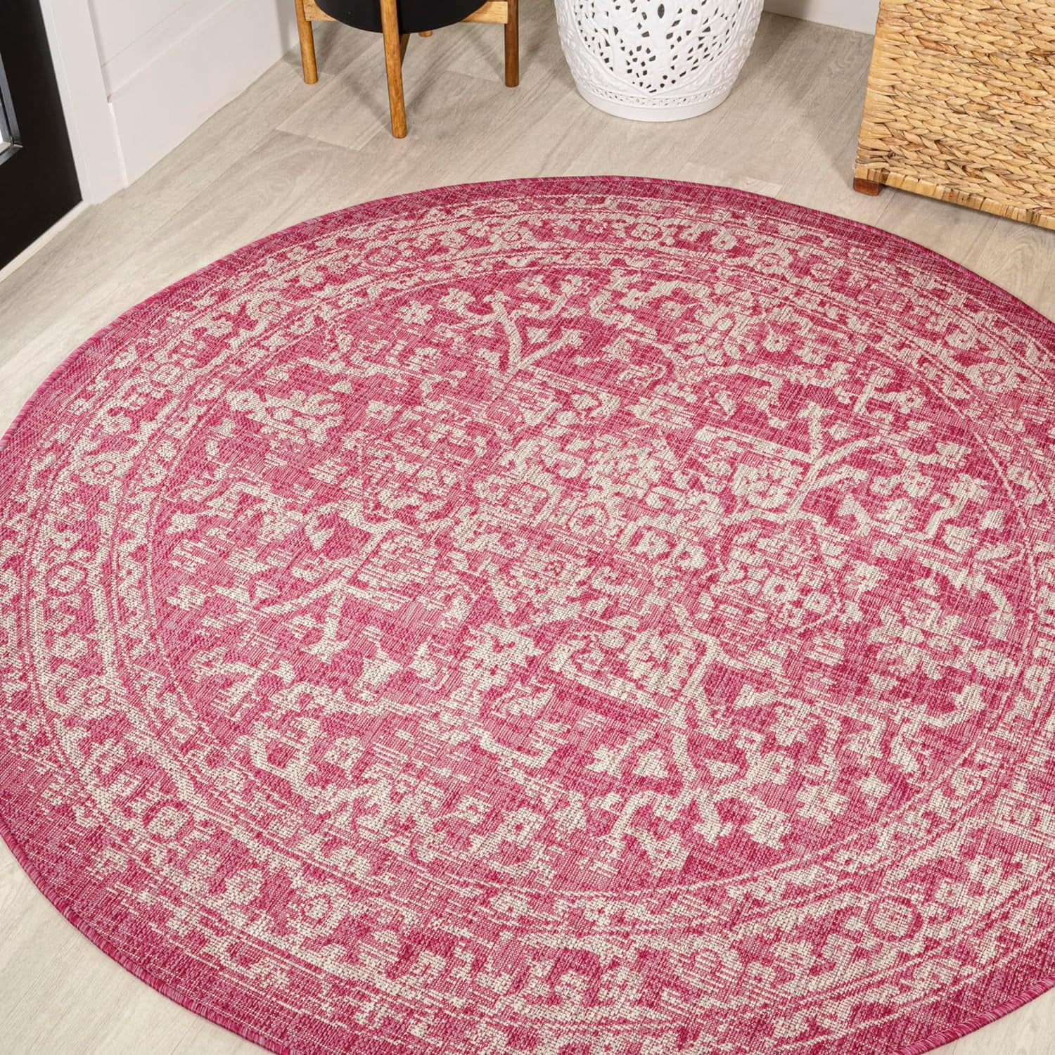 Malta Bohemian Medallion Textured Weave Indoor/Outdoor Red/Taupe 5 ft ...