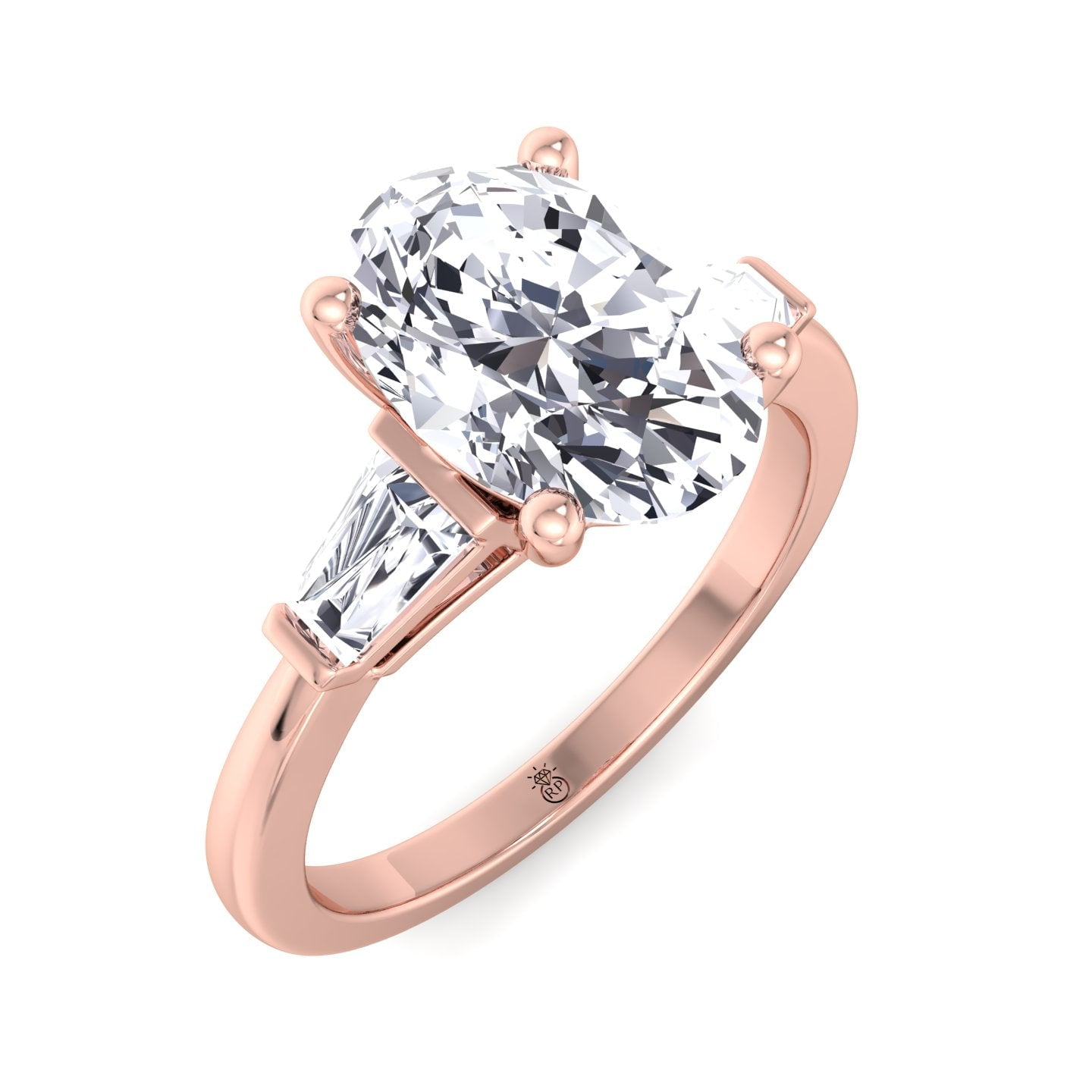Malta - Moissanite Oval Cut Lab Diamond Engagement Ring with Tapered ...