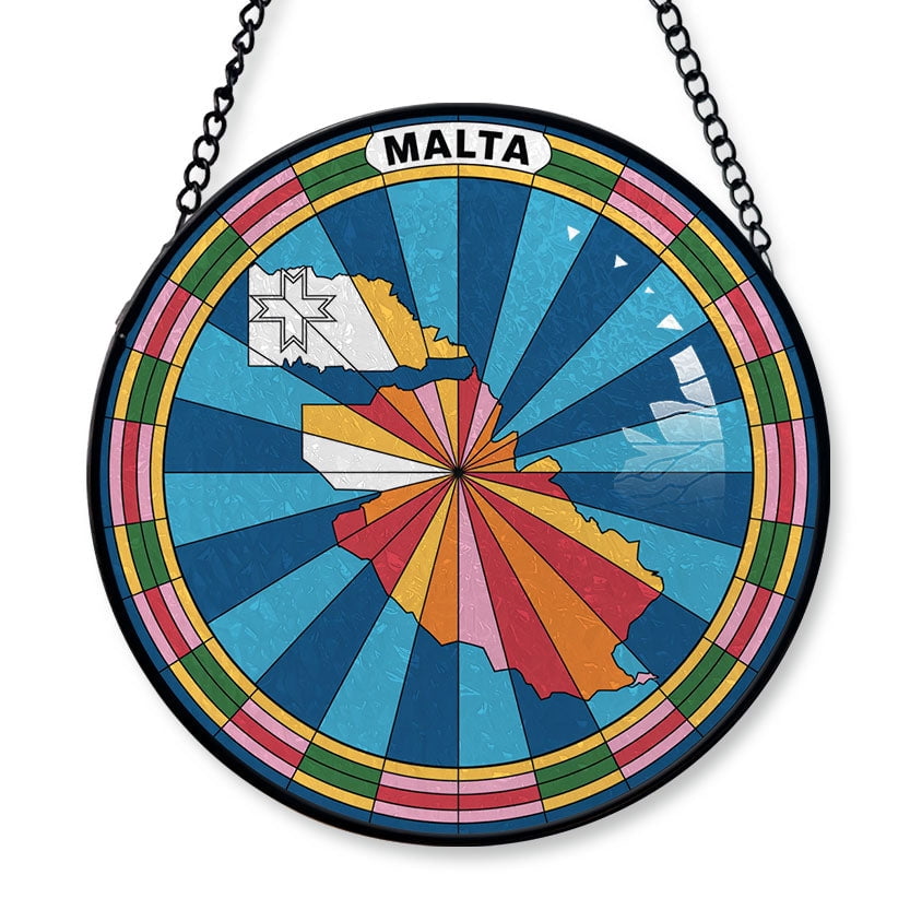 Malta Travel Decor Suncatcher Stained Glass Window Hanging, Gift for ...