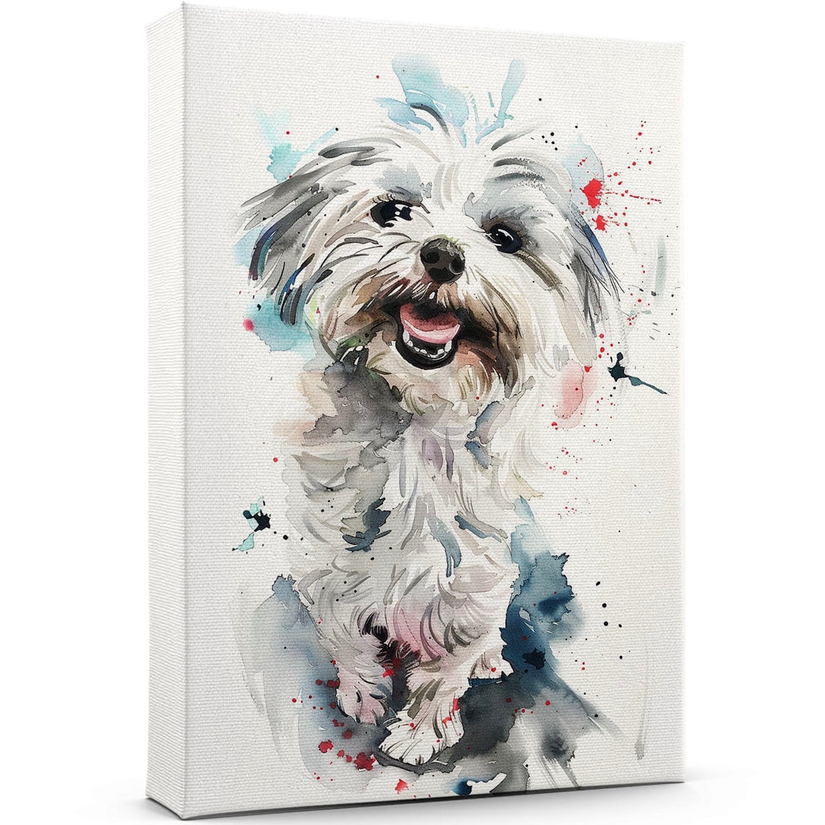 Maltese Canvas Wall Art, Modern Cute Colorful Maltese Canvas Dog Art ...
