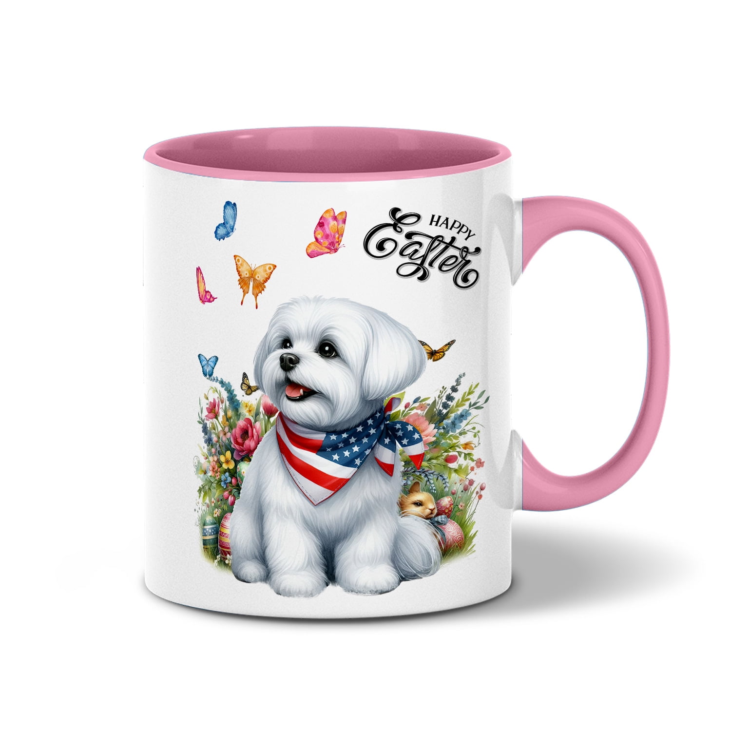 Maltese Celebrates Spring and Enjoys a Happy Easter 11oz Accent Two ...